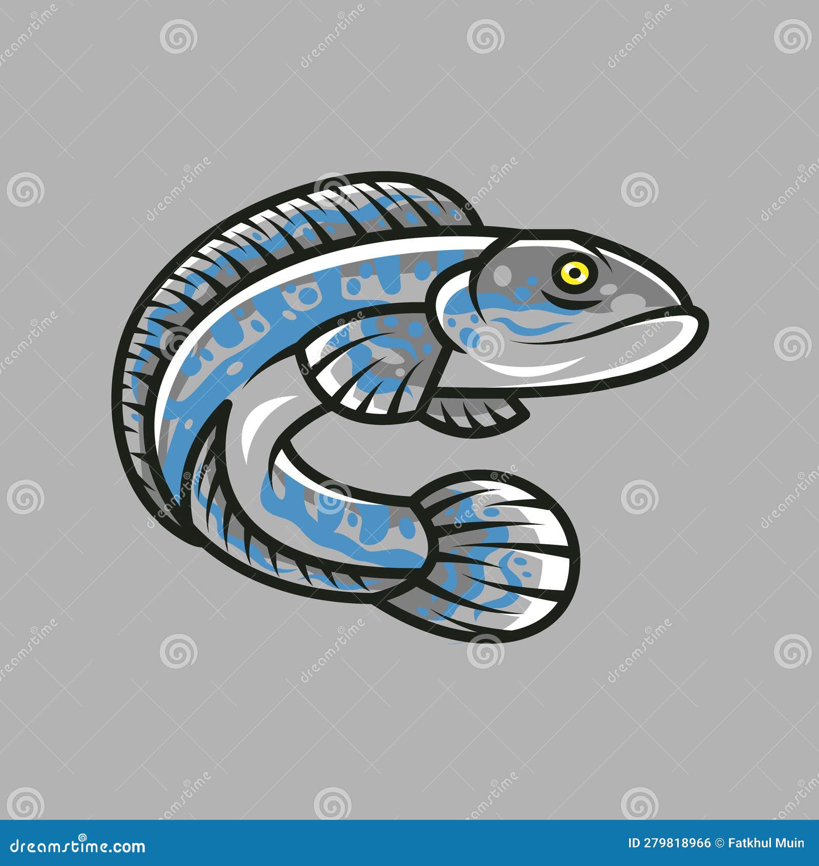 Channa Fish Blue Color. Snakehead Vector Cartoon Stock Vector ...