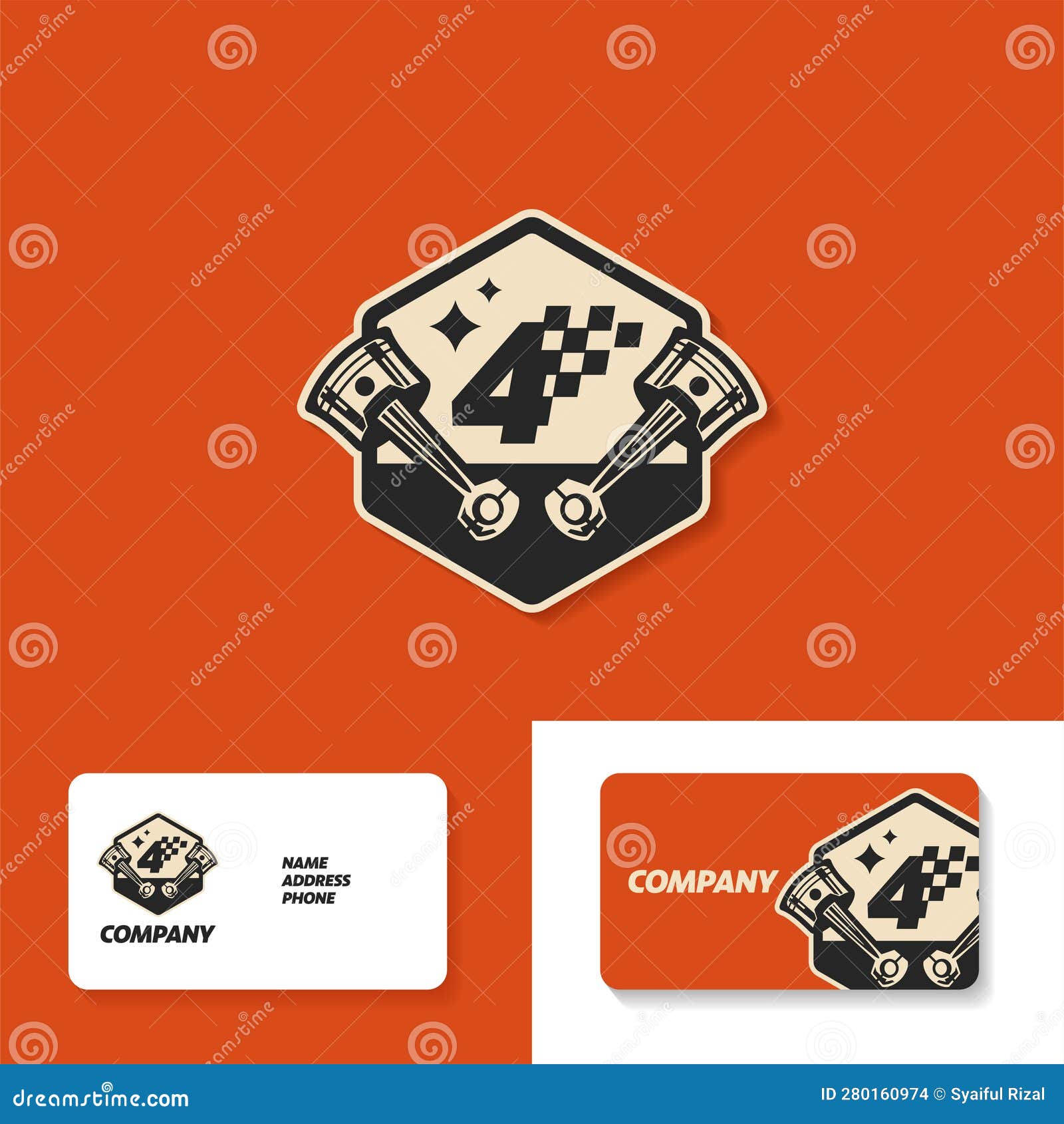 Numeric 4 Race Garage Logo stock illustration. Illustration of speed ...