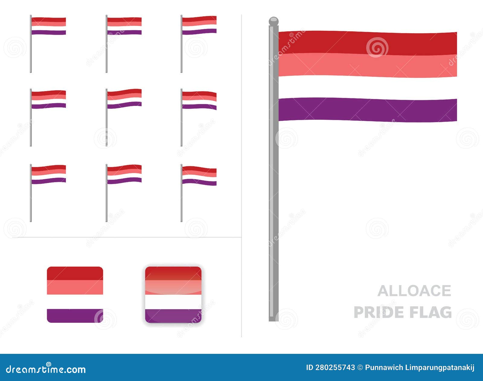 Alloace Pride Flag Waving Animation App Icon Vector Stock Vector