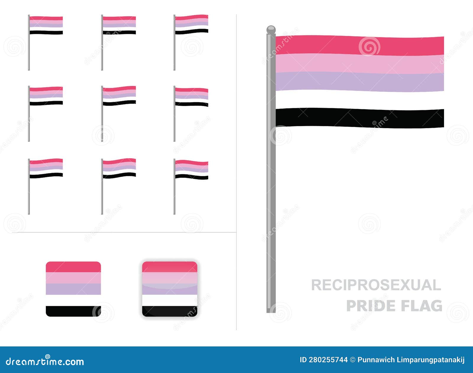 Reciprosexual Pride Flag Waving Animation App Icon Vector Stock Vector ...