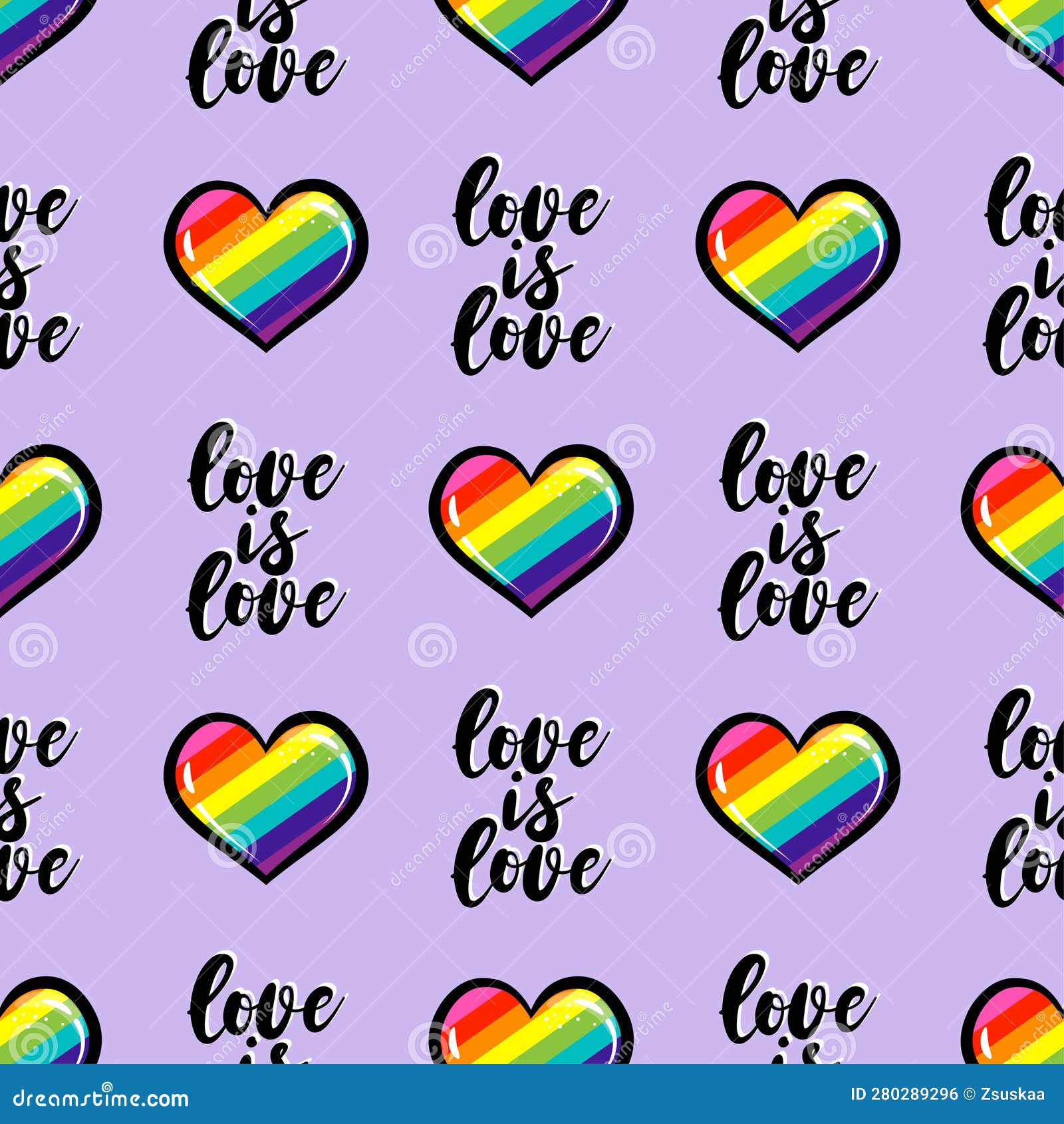 Love is Love, Cute Seamless Pattern with Lgbt Rainbow Hearts - Gay ...
