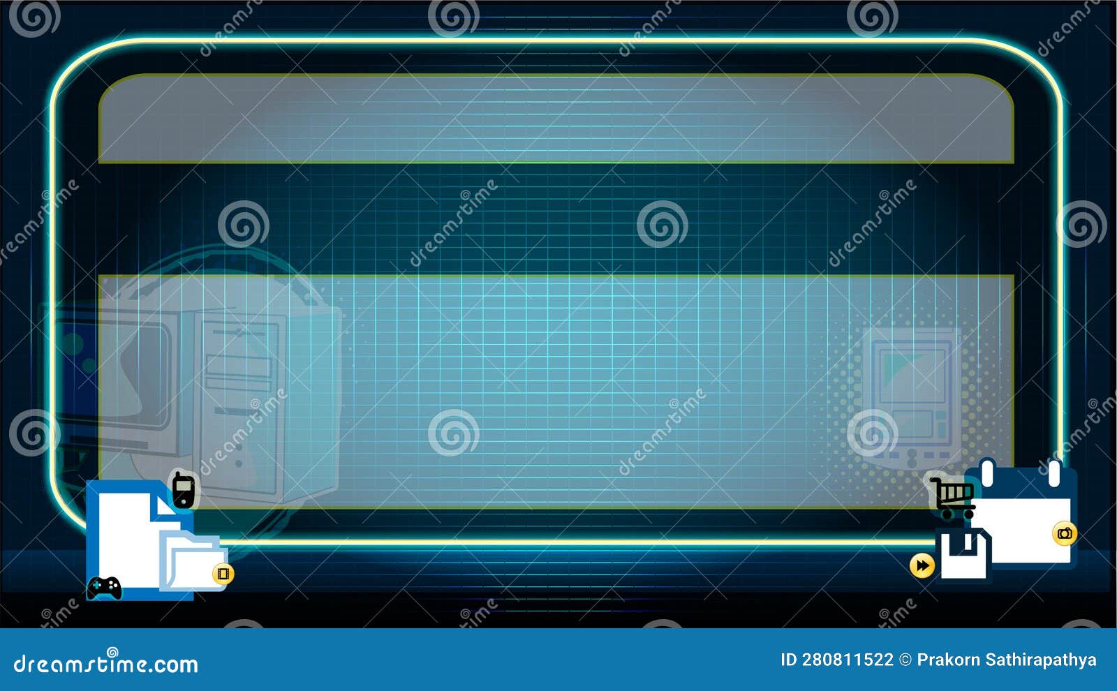 Cyber Neon Fluorescent Window-display with Decorative Elements Stock ...