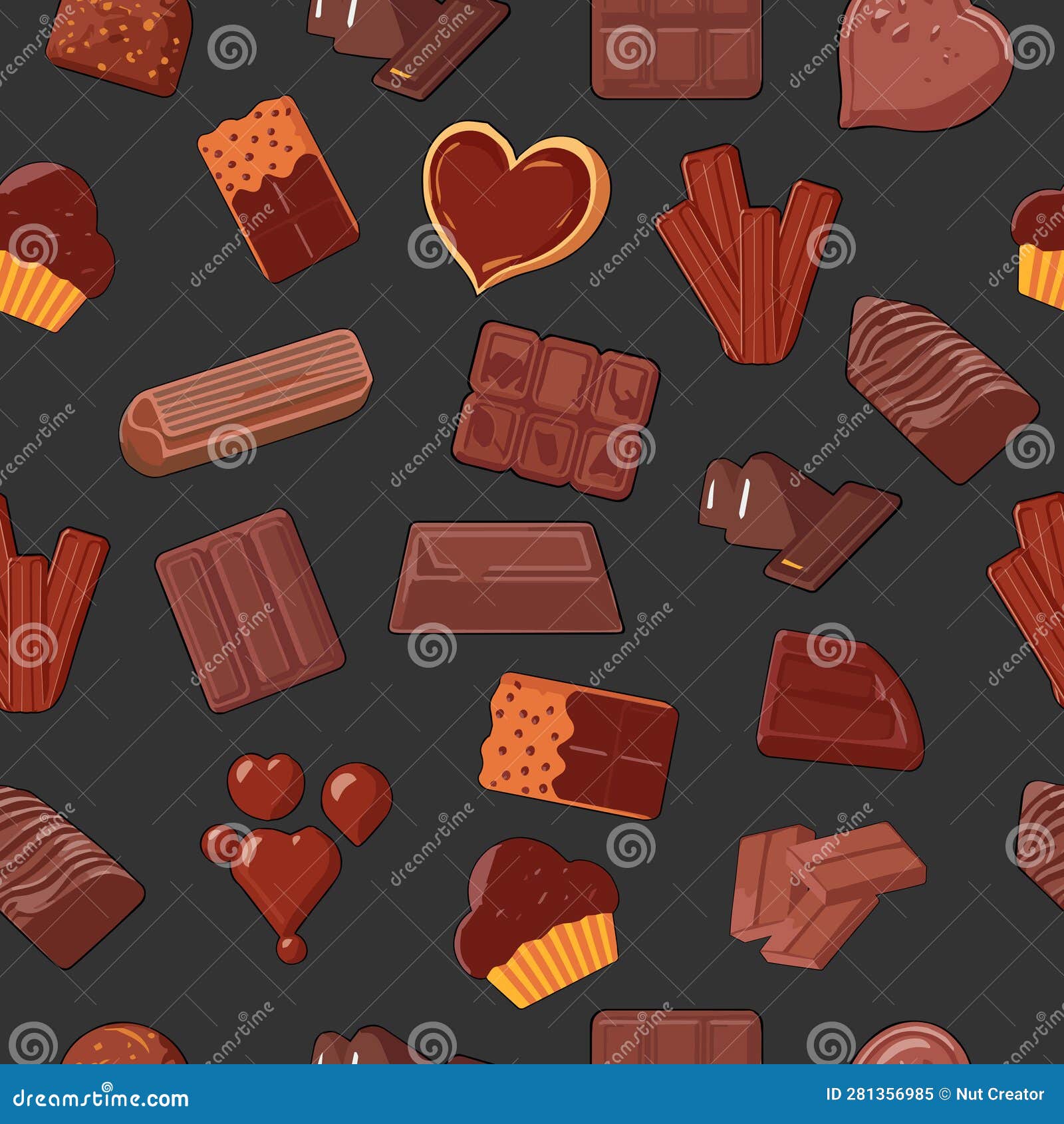 Chocolate Pattern Seamless Vector on Black Background , Chocolate ...