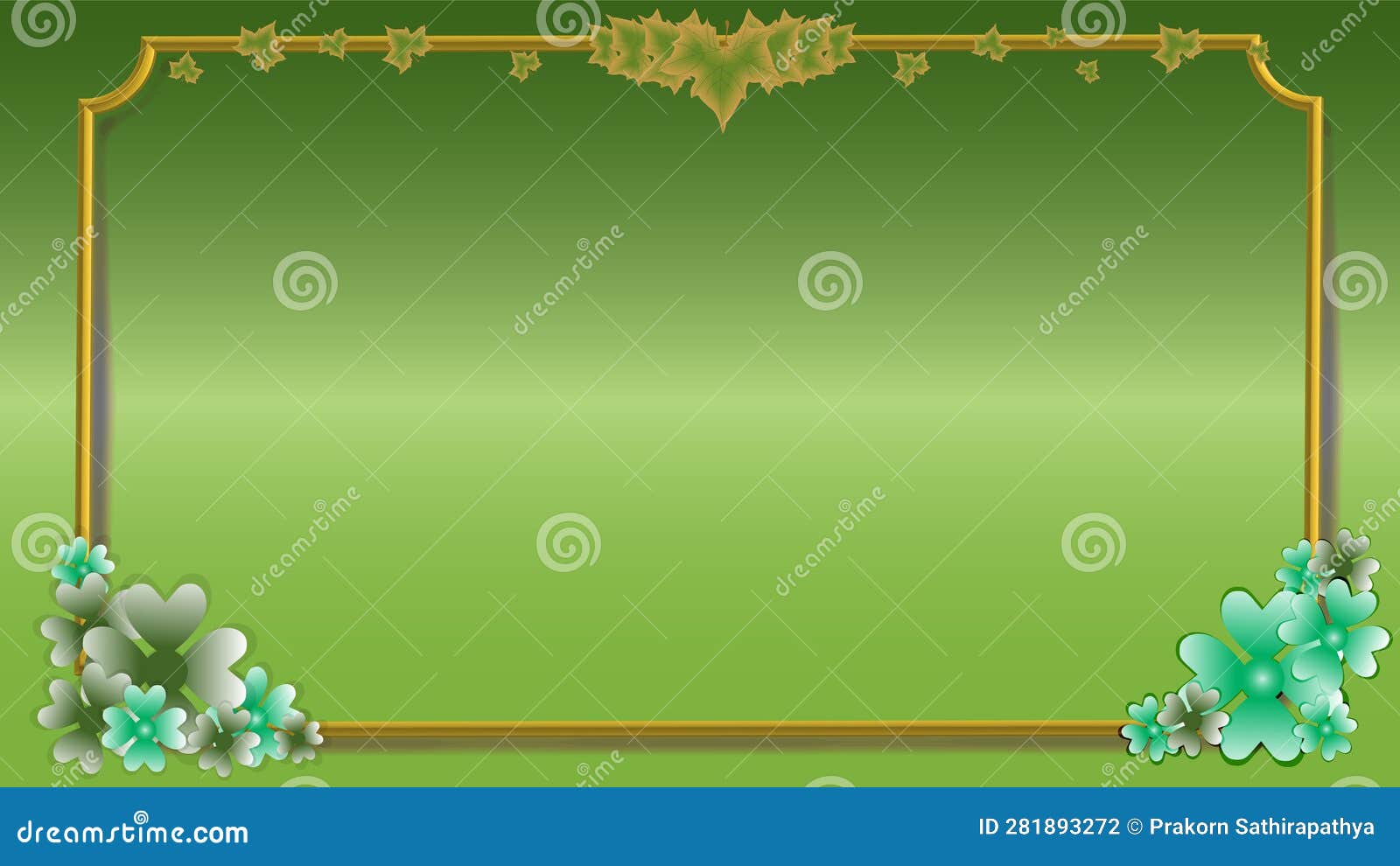 Green Gold Gradient Frames with Lucky Clovers. Stock Vector ...