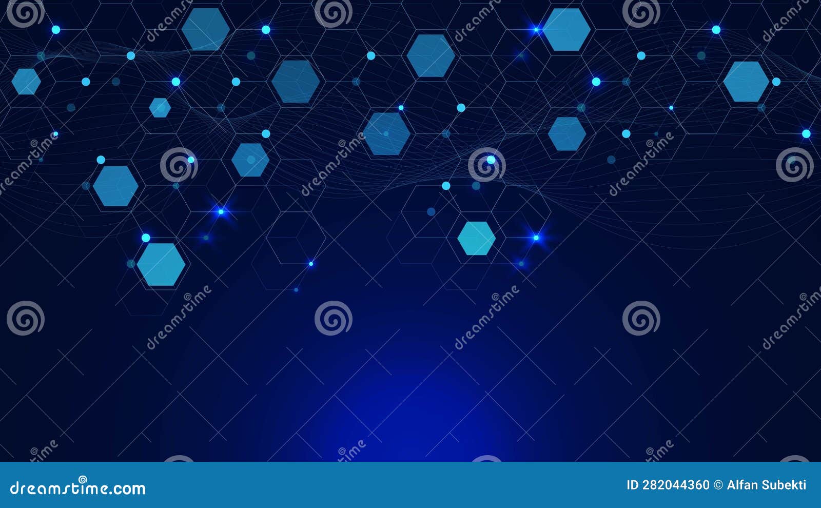 Modern Scientific with Hexagon Shapes and Glowing Particles Stock ...