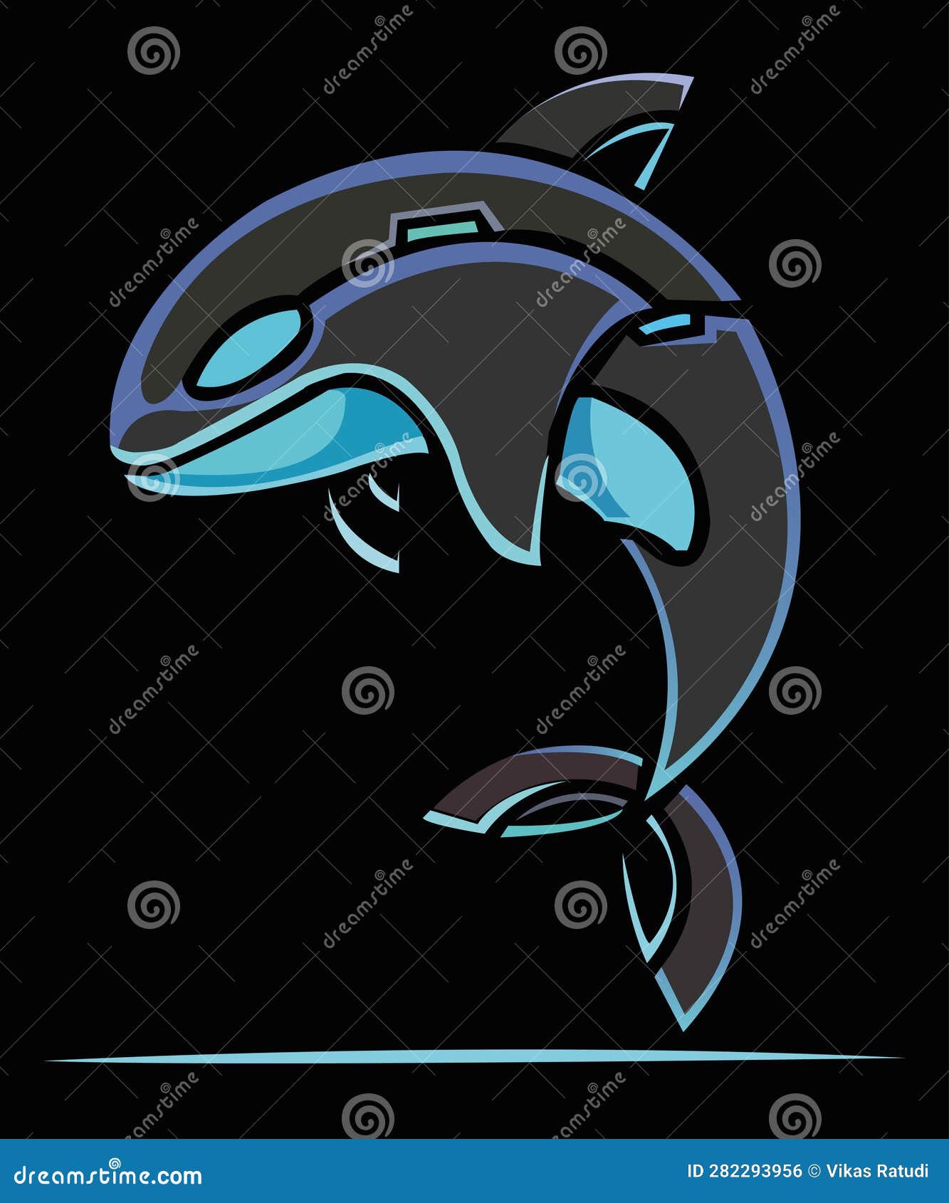 Ocean Symphony: Graceful Dolphin in Motion Stock Vector - Illustration ...