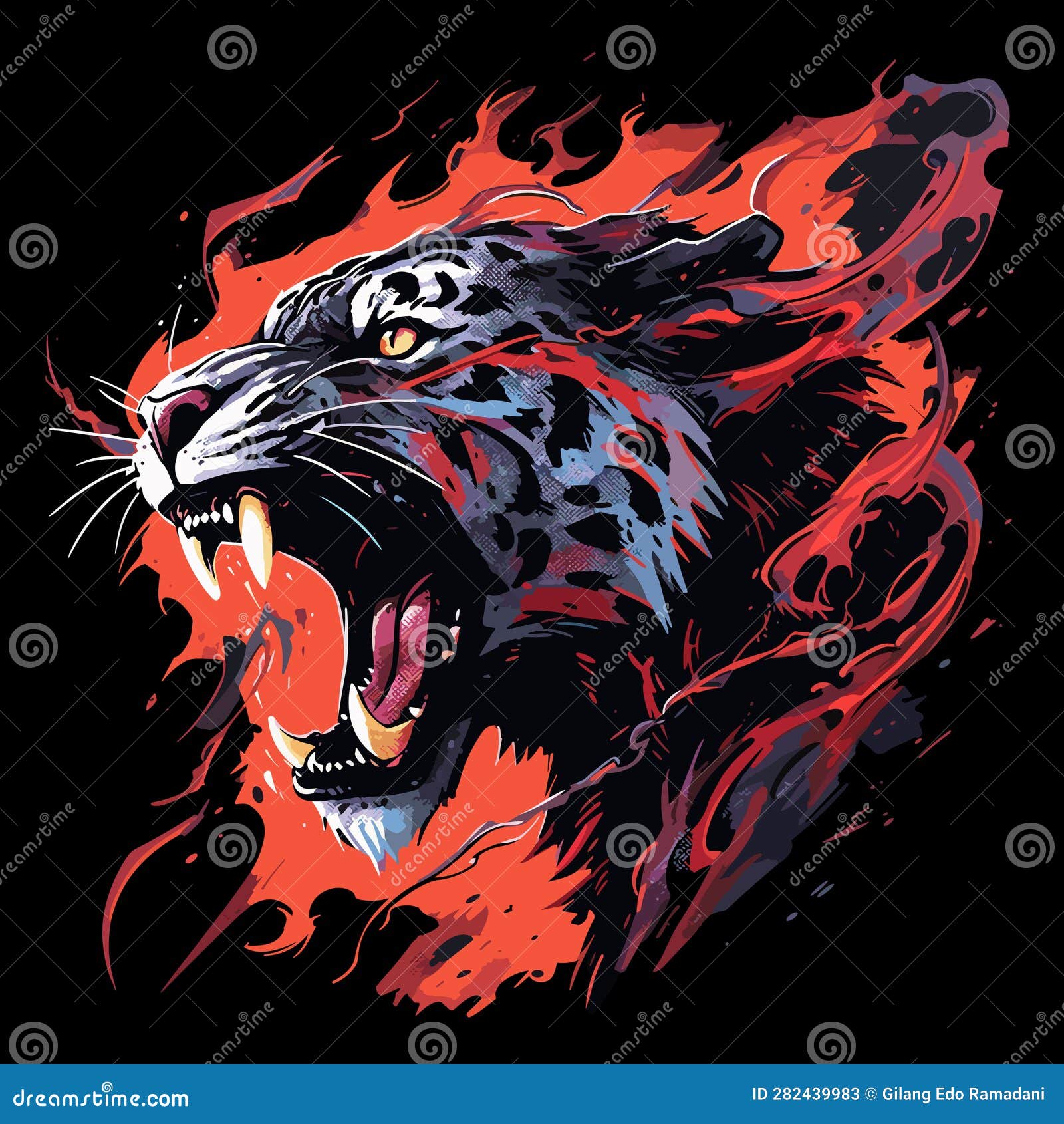 Hunting Shadows: a Fierce White Leopard in Vector Art Stock Vector ...