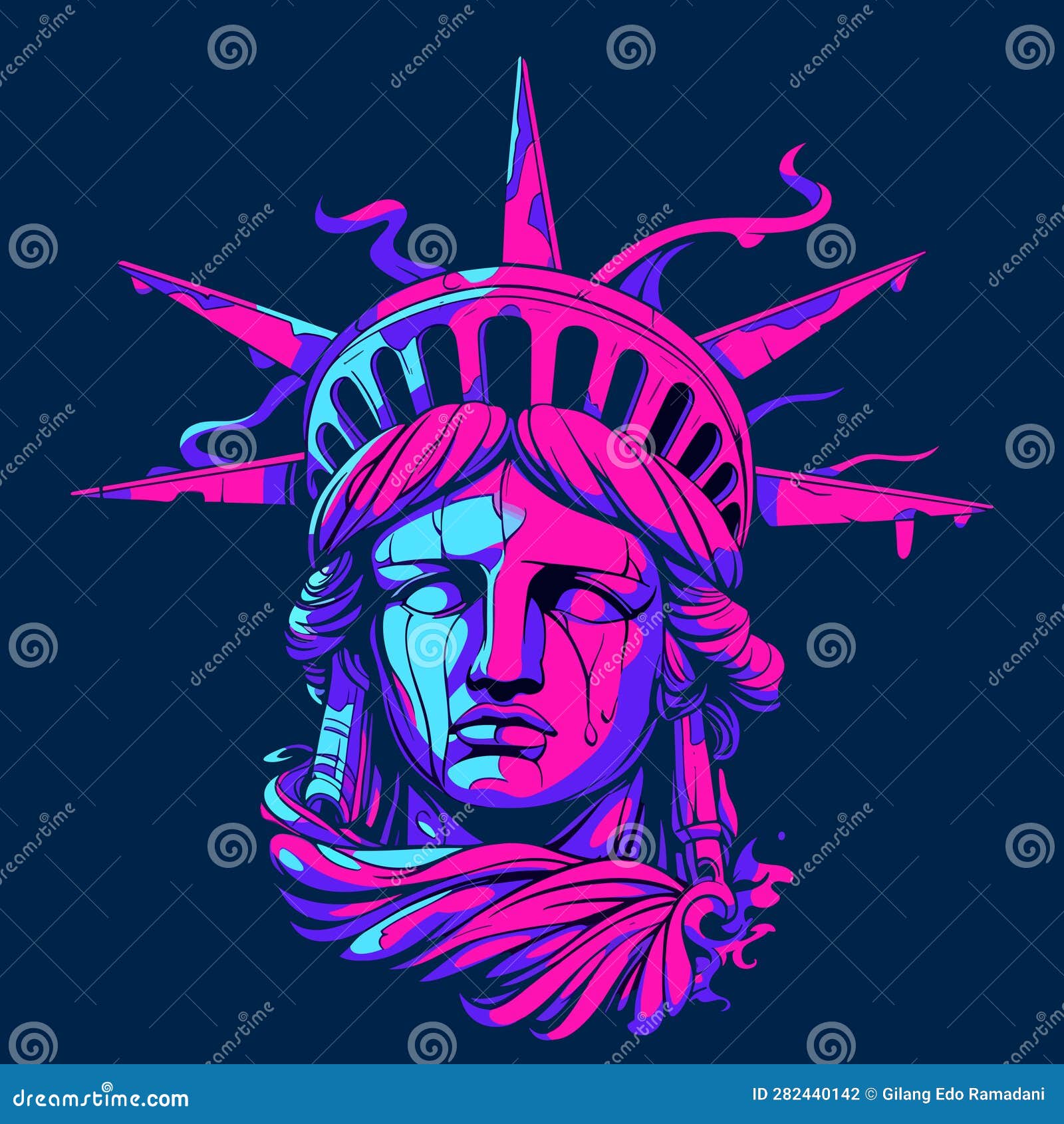 Statue Liberty Head Vector Art for Tshirt Design Stock Vector ...