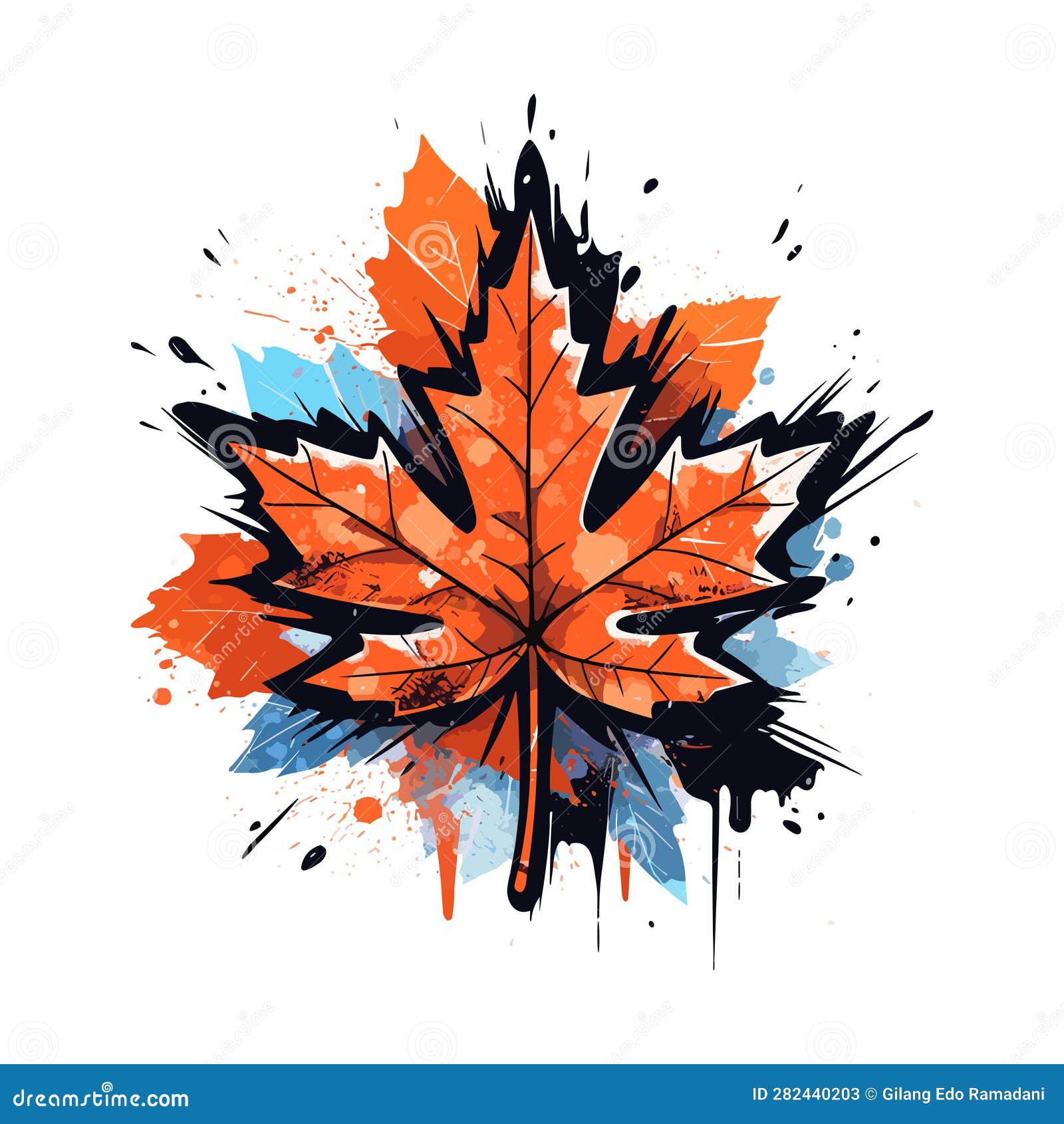 Maple Leaf Canada Water Color Street Art Style Vector Stock Vector ...