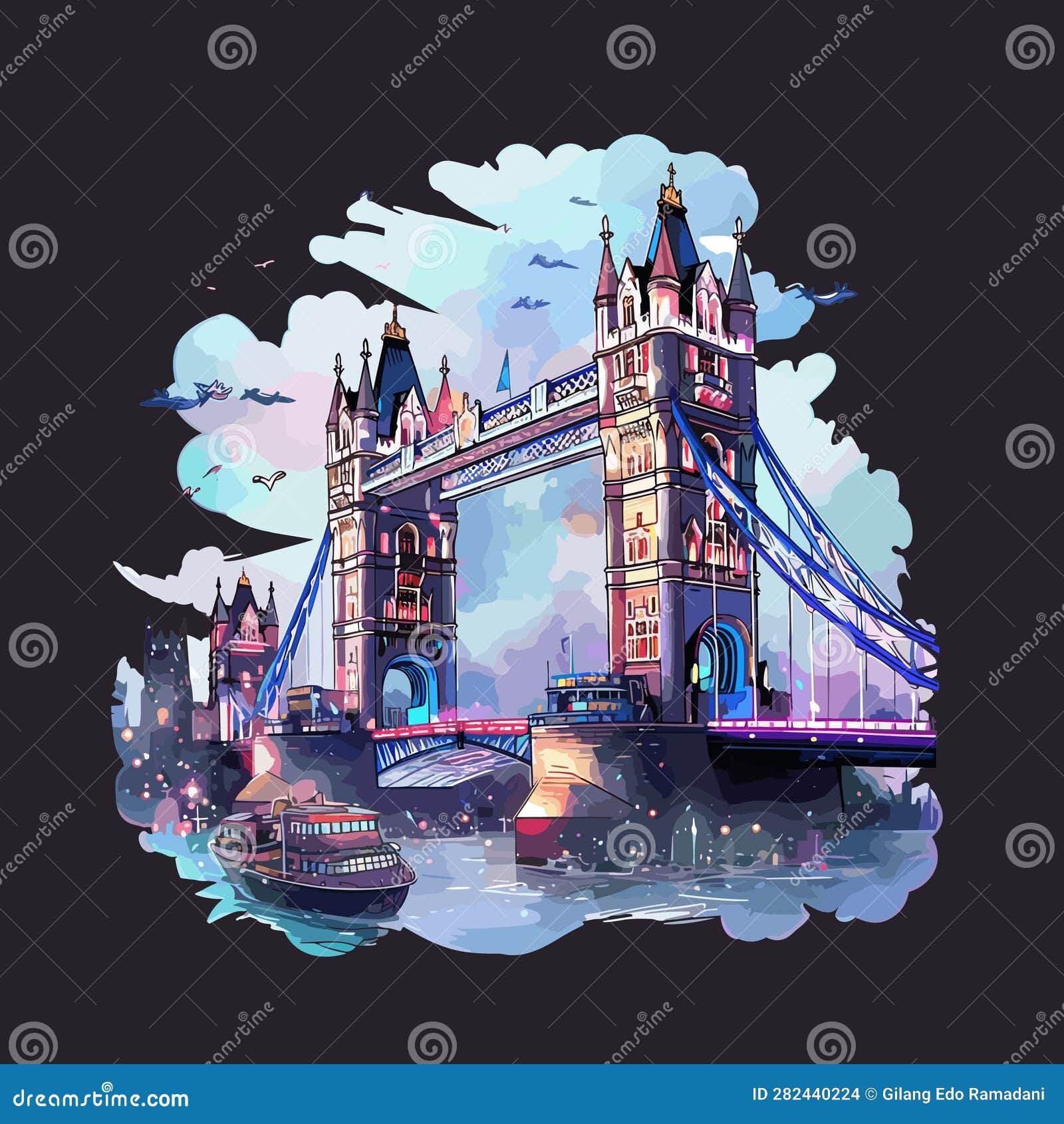 The Iconic London Bridge Vector Art Tshirt Design Stock Vector ...