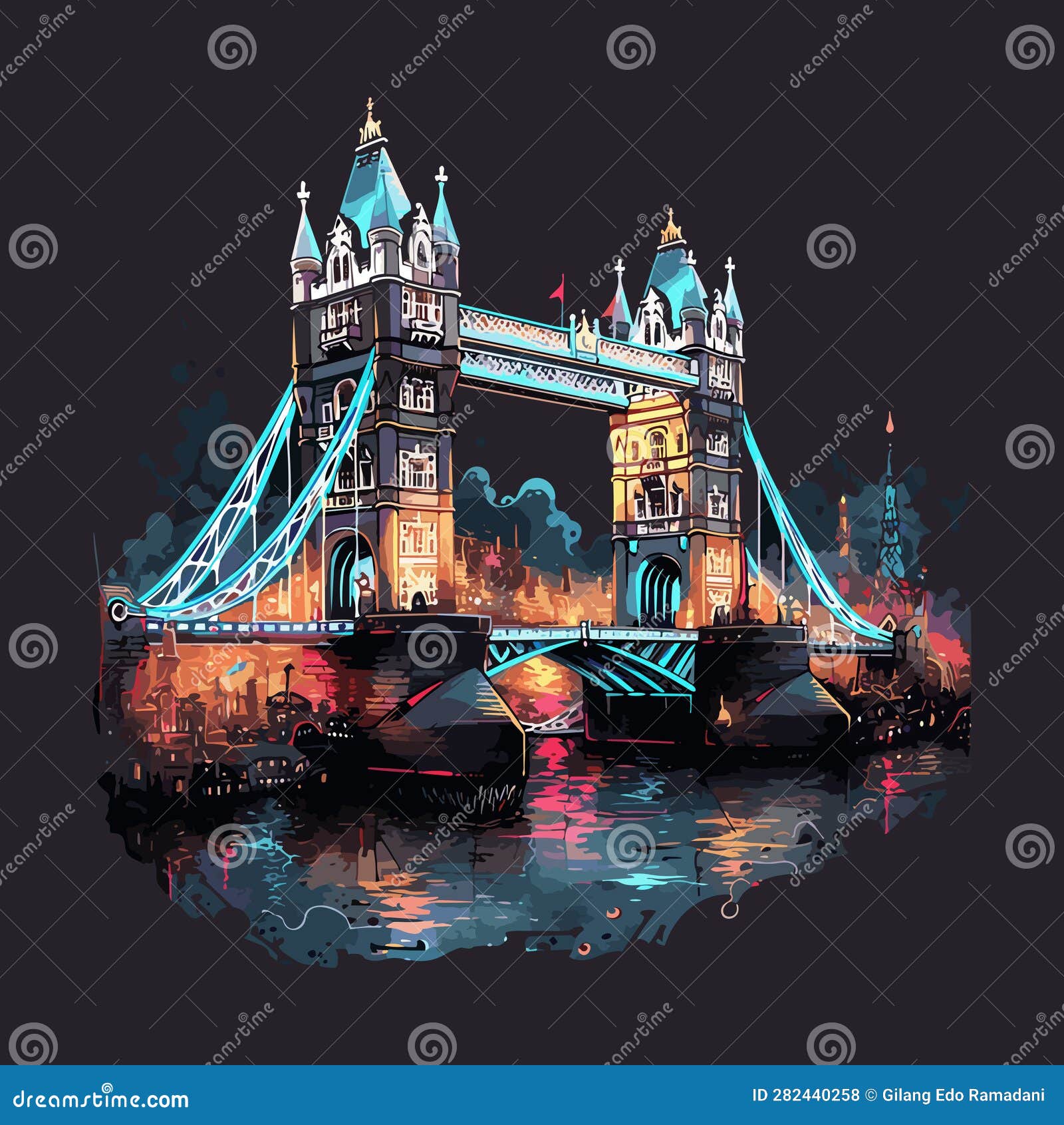 The Enchanting London Bridge the Iconic Landmarks Vector Art Stock ...