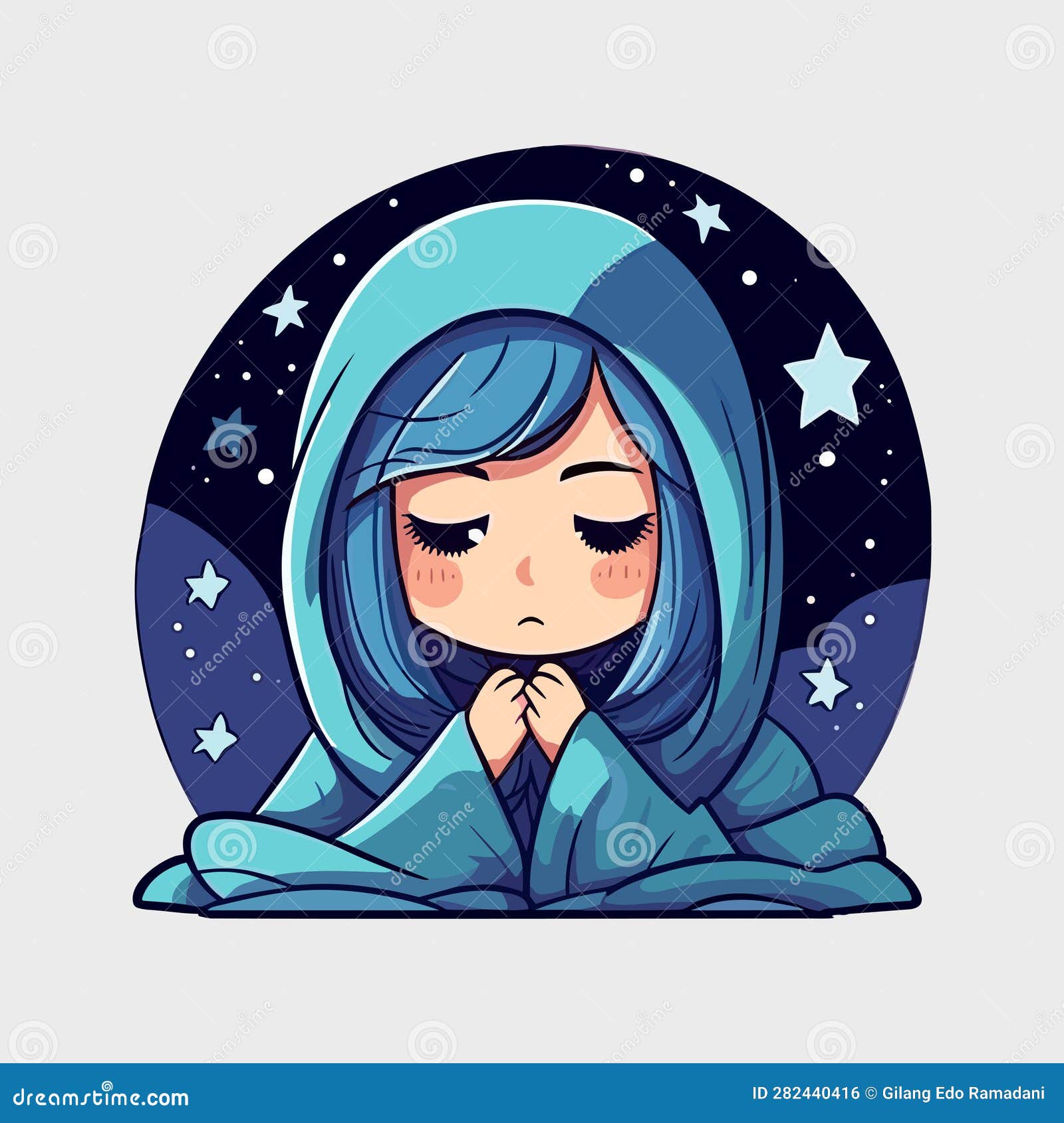 Vector Art of Depressed Girl Having Trouble Sleeping, Insomnia Stock ...