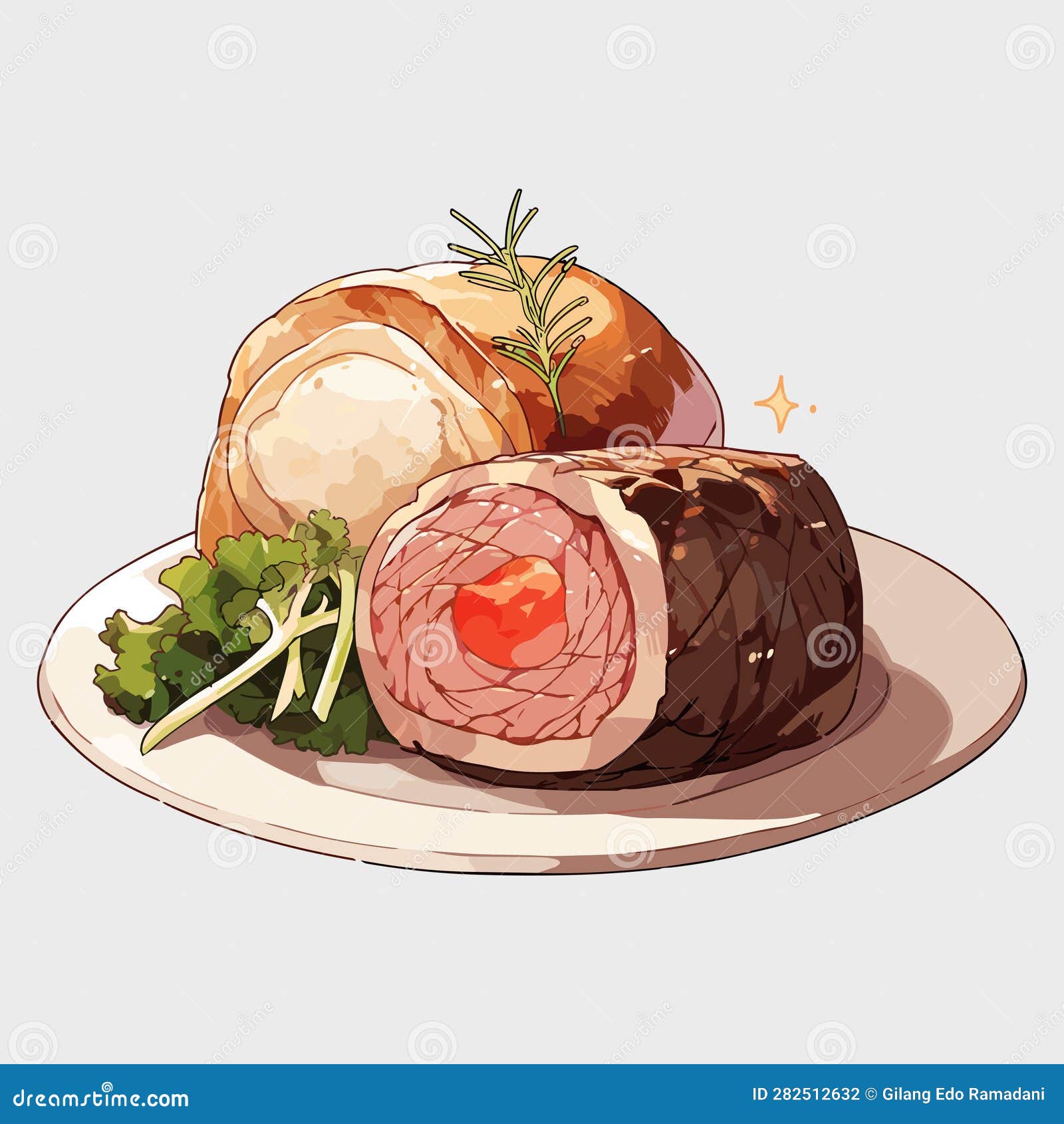 Beef Wellington, Classic Steak Dish on Cutting Board Vector Art Stock ...