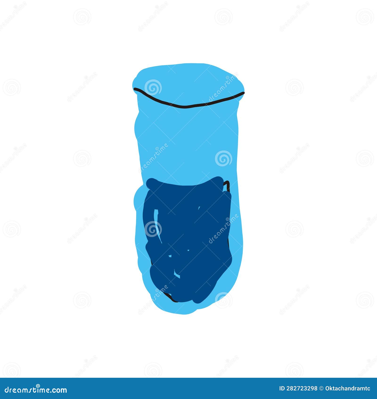 Hand Drawn Illustration of a Blue Test Tube with Liquid Inside. Vector ...