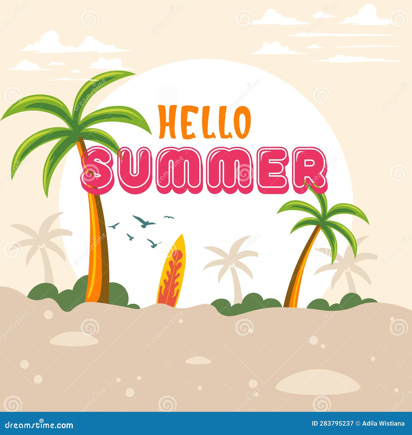 Welcome Summer or Hello Summer Concept Vector Stock Vector - Illustration of orange, fresh ...