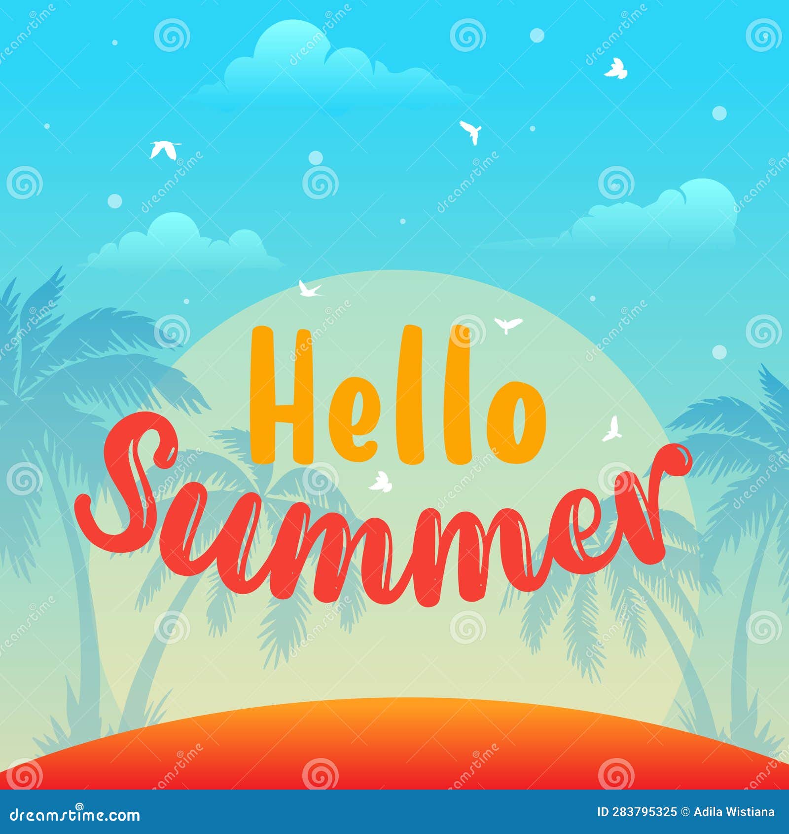Welcome Summer or Hello Summer Concept Vector Stock Vector - Illustration of banner, time: 283795325