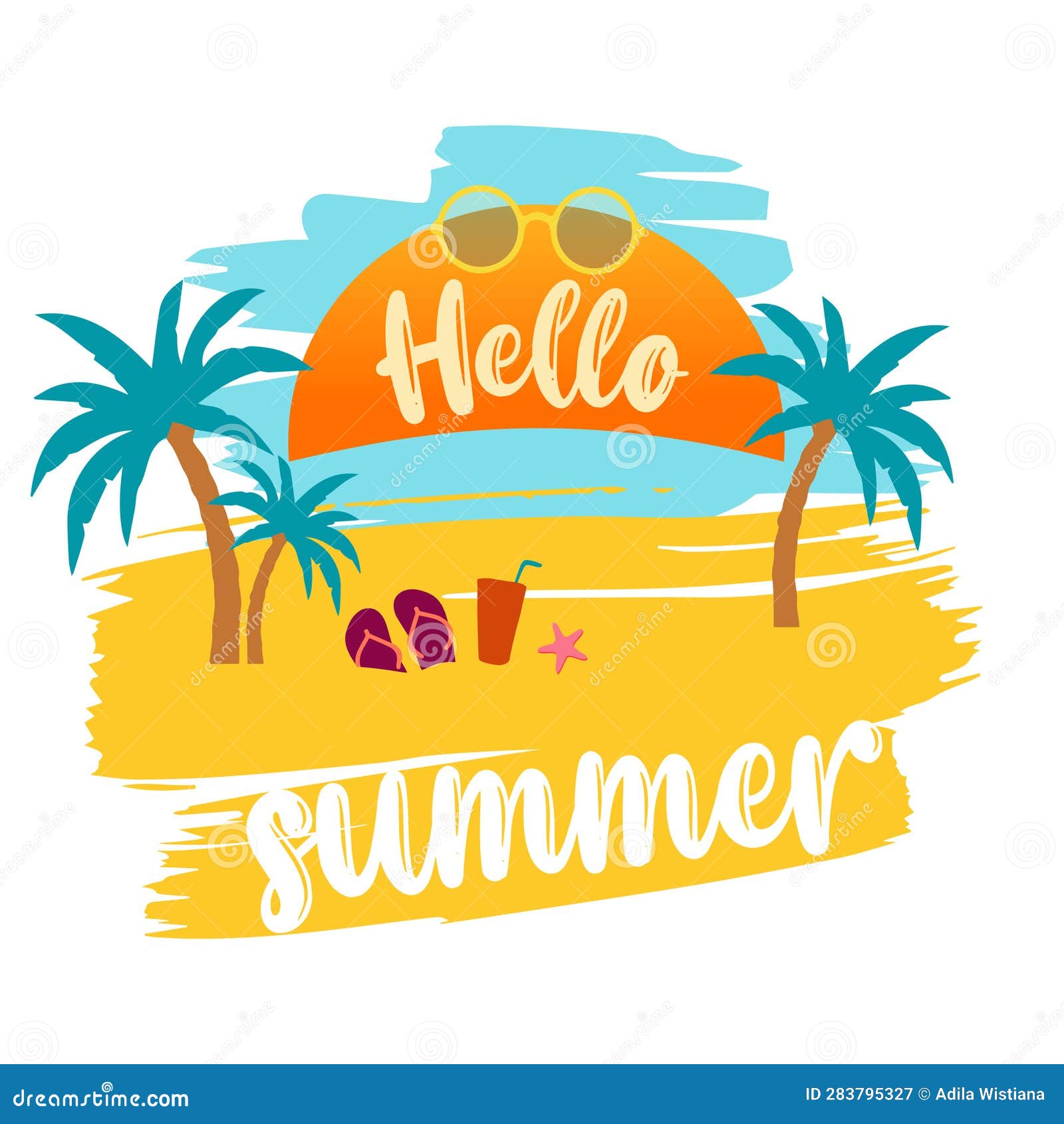 Welcome Summer or Hello Summer Concept Vector Stock Vector - Illustration of time, beach: 283795327