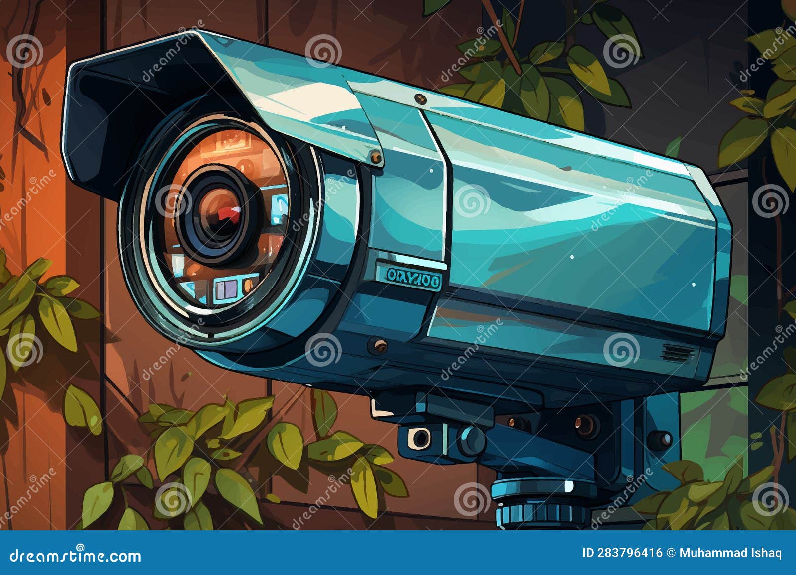 Cartoon Vector Illustration of Hidden Surveillance Camera Ensures Home ...