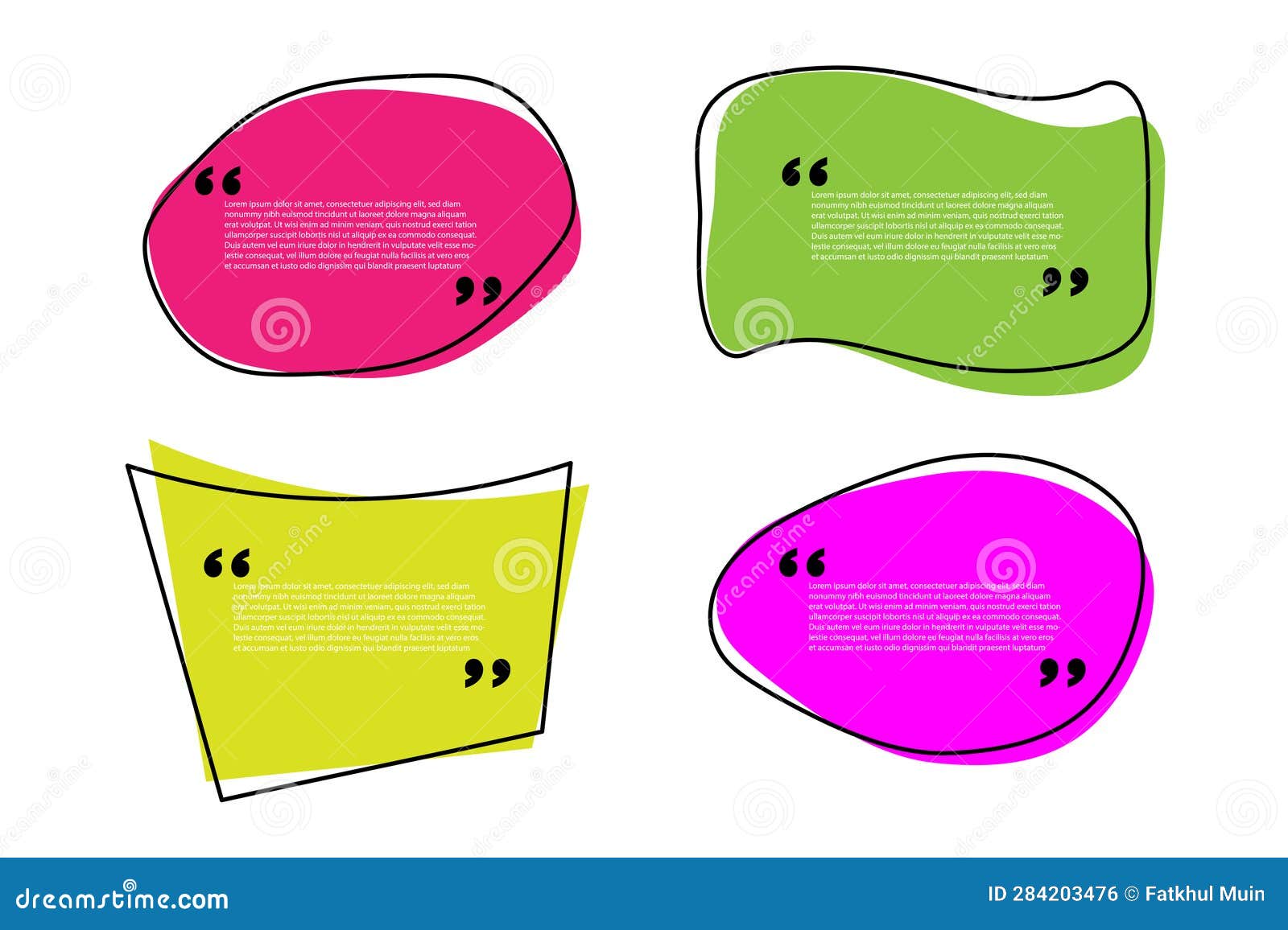 Vector Curve Shape Quotes Template in Four Colors Stock Vector ...