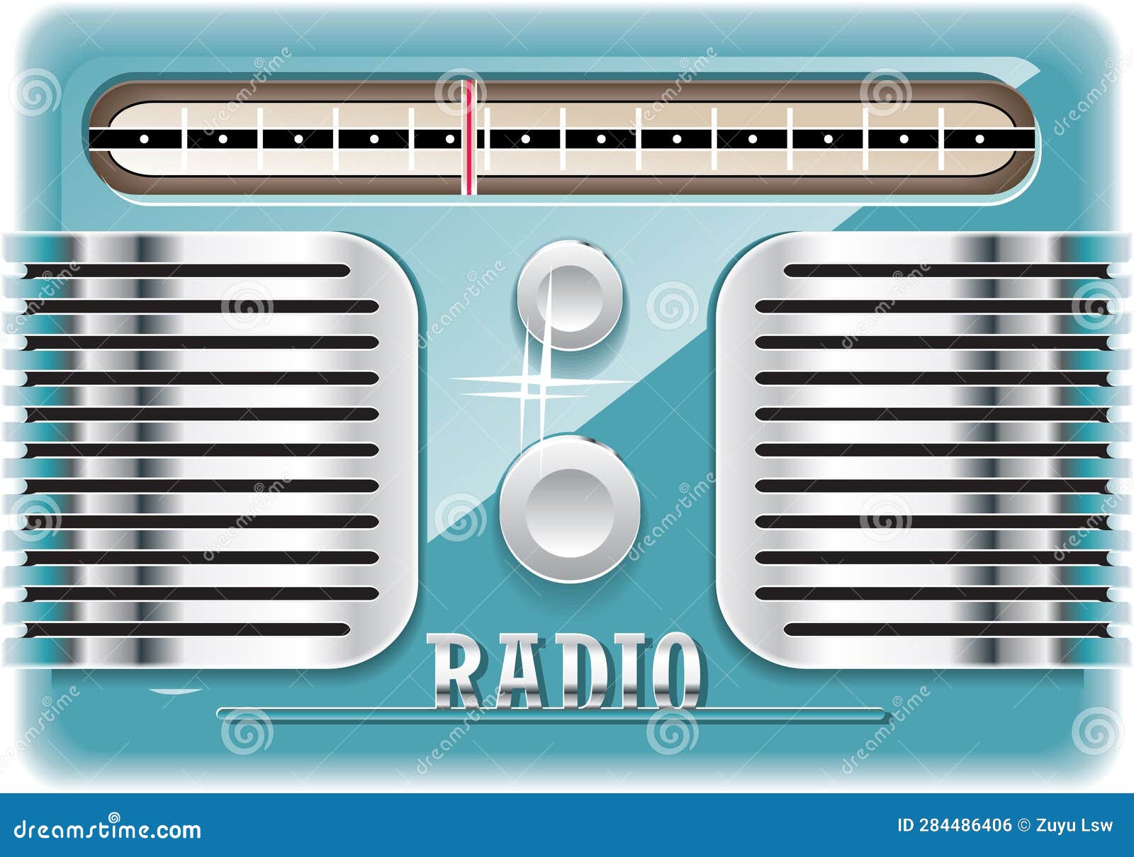 Vector Illustration of Old Retro Vintage Style Blue Radio Tuner ...