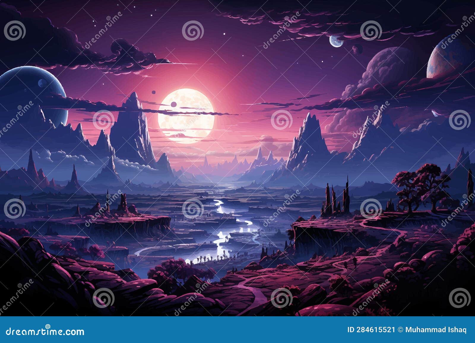 Celestial Panorama, Vast and Awe-inspiring Outer Space Landscape Stretching Infinitely Stock ...
