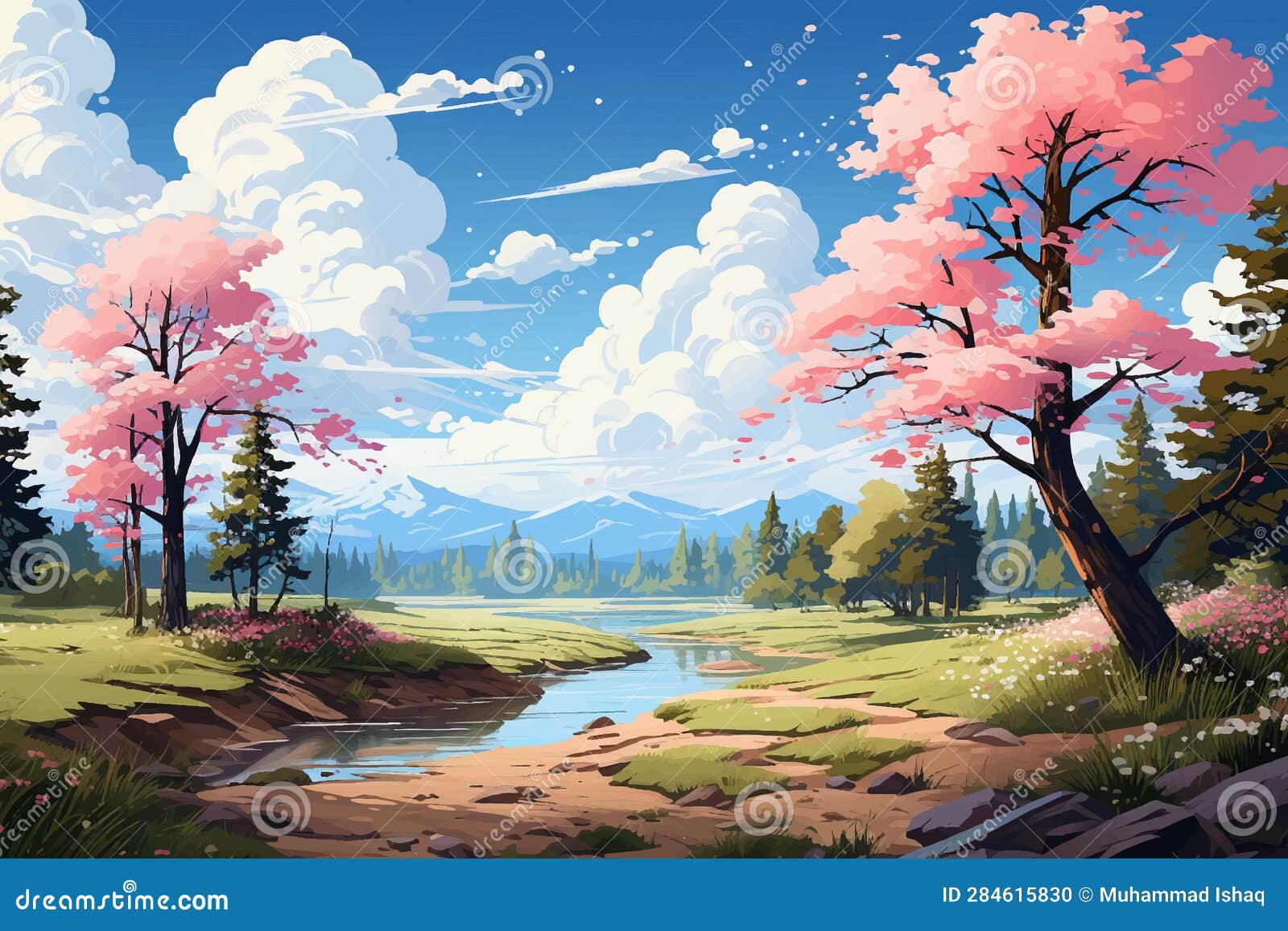 Pastel Paradise, Serene Spring Scene with a Soft Gradient of Delicate ...