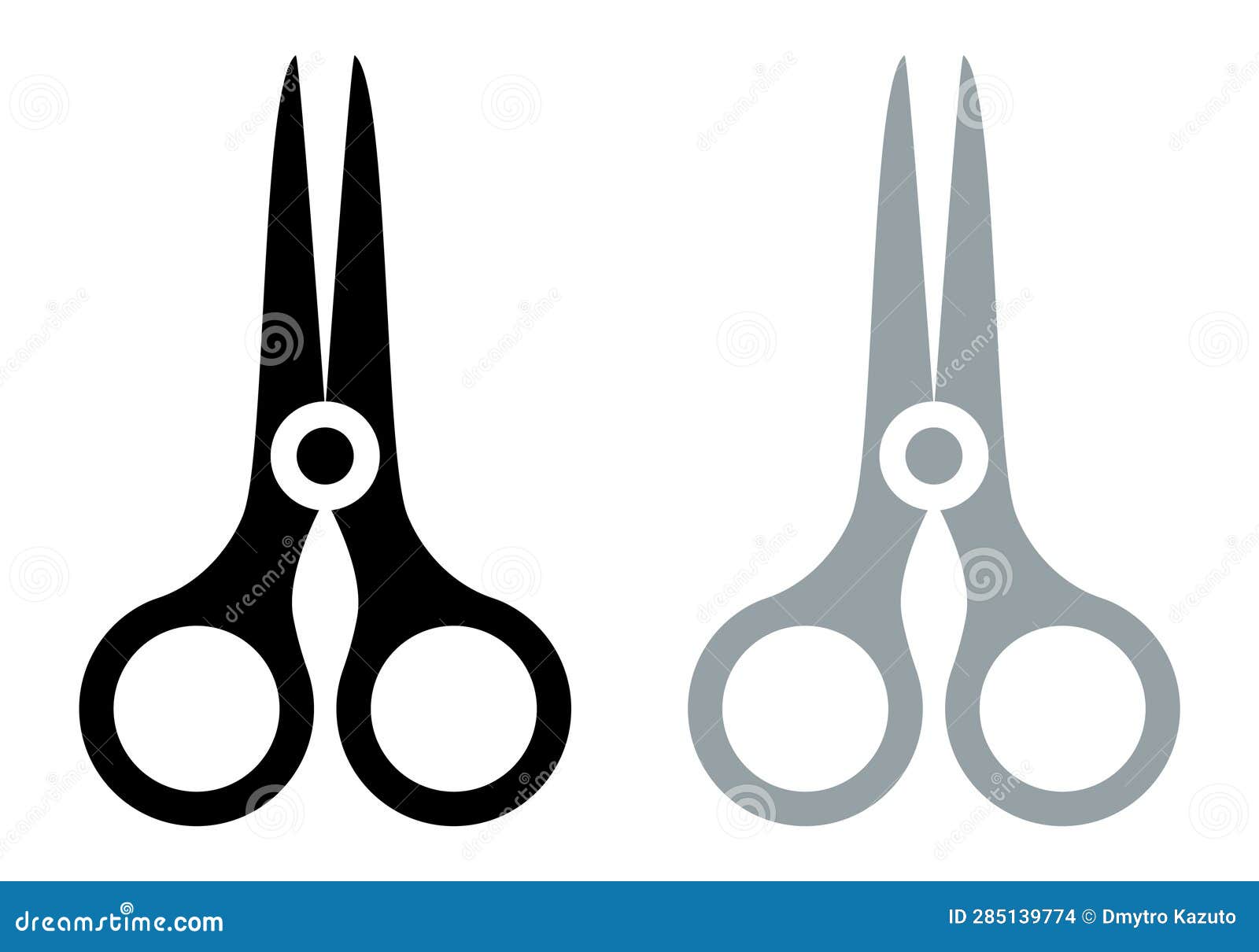 Scissors. Set of Black and Gray Icons. Vector Clipart Isolated on White ...