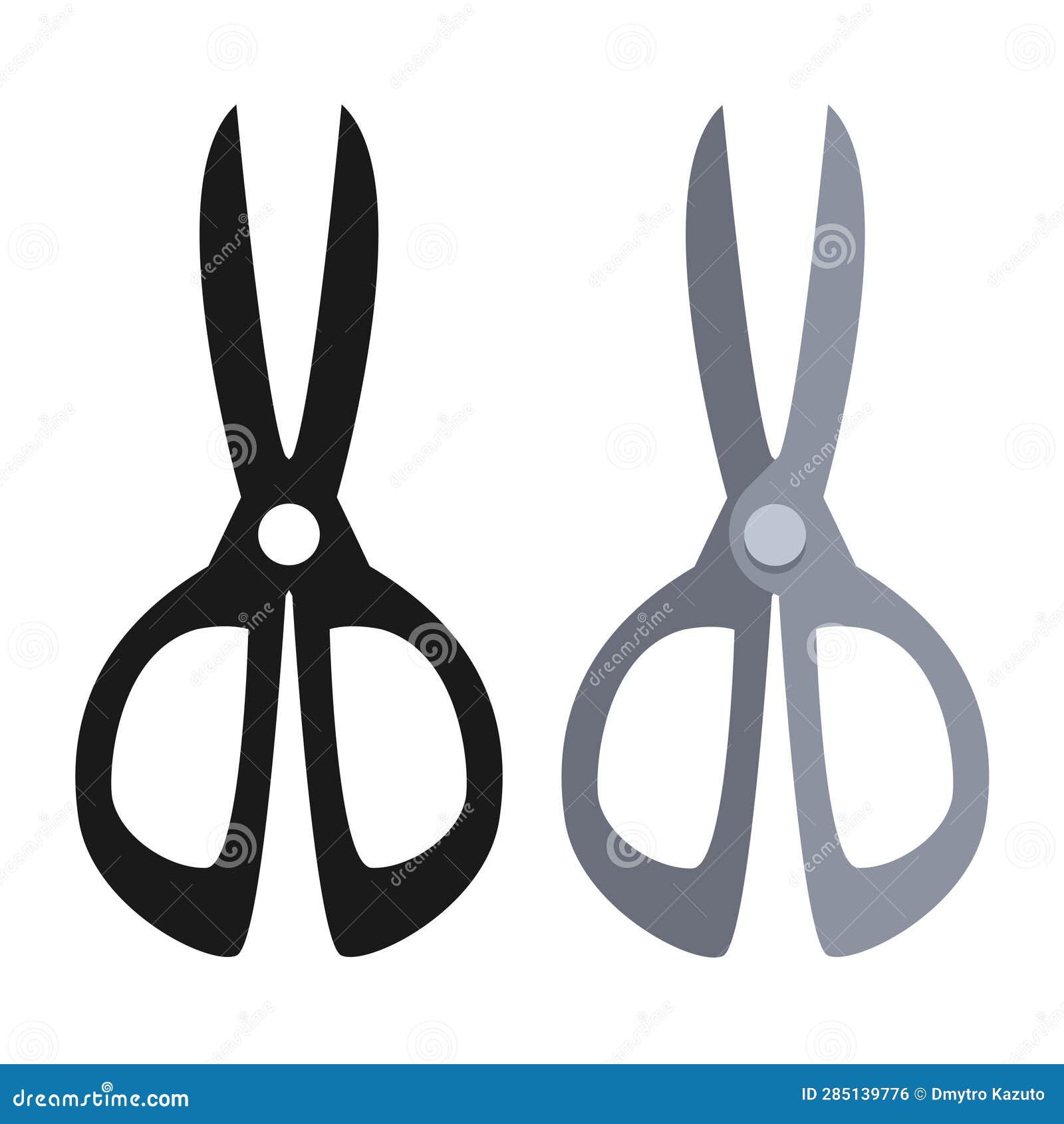 Scissors. Set of Black and Gray Icons. Vector Clipart Isolated on White ...