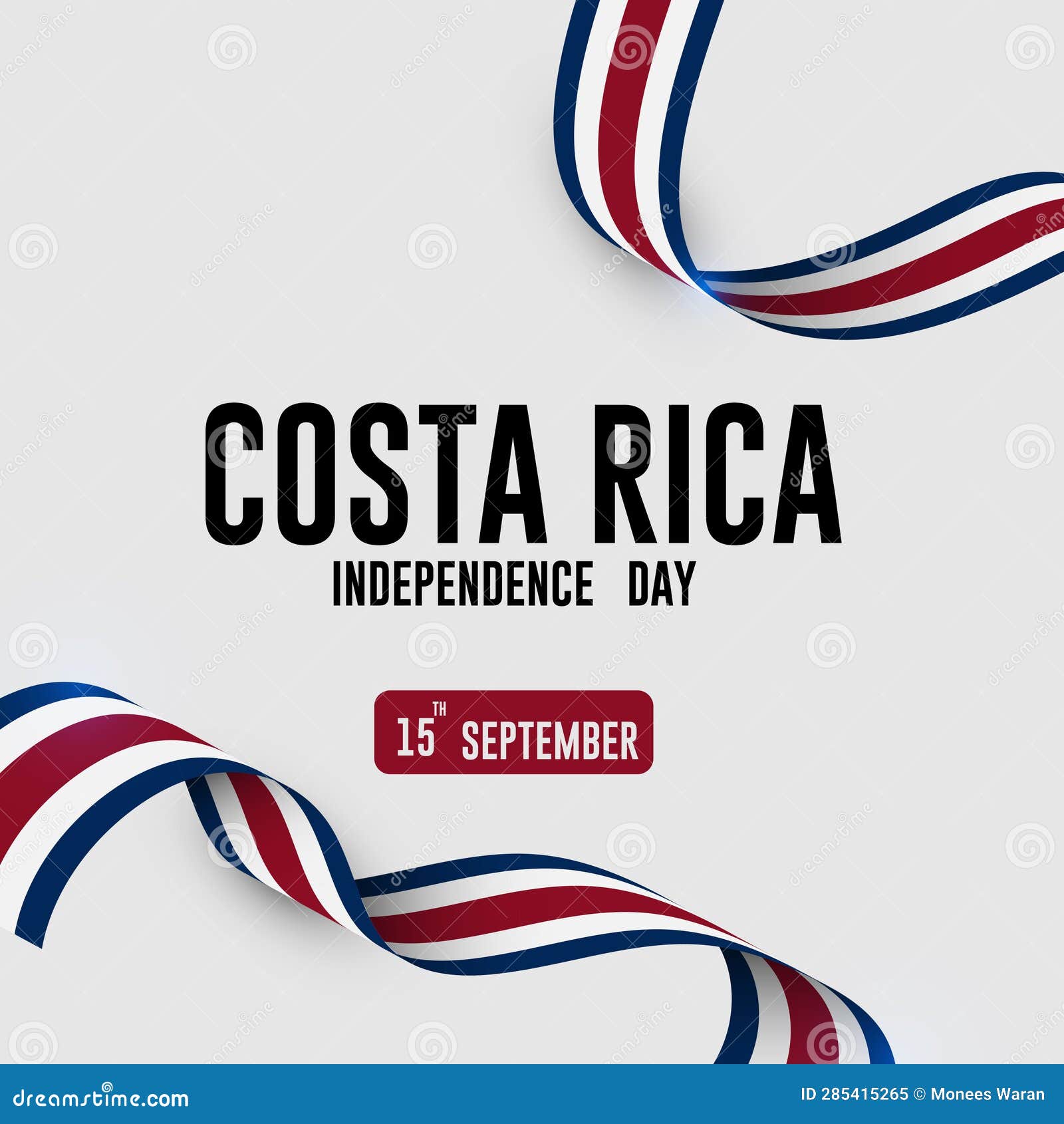 Costa Rica Independence Day is September 15. Ribbon Waving Flag ...