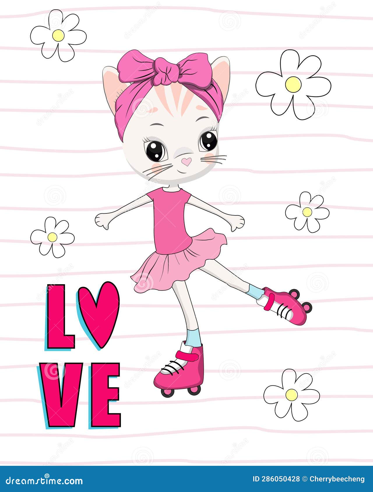 Roller Skate Cat Vector Illustration Stock Vector - Illustration of ...