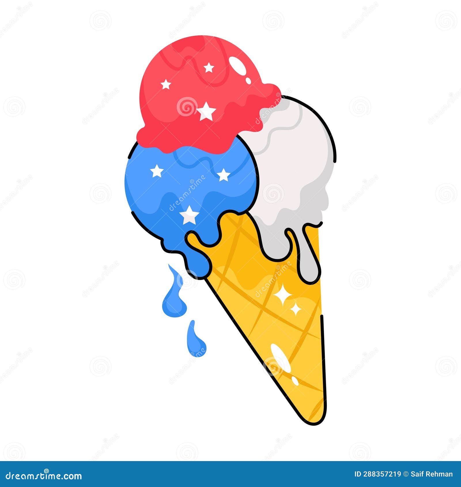 Ice Cone Doodle Vector Colorful Icon. EPS 10 File Stock Vector ...