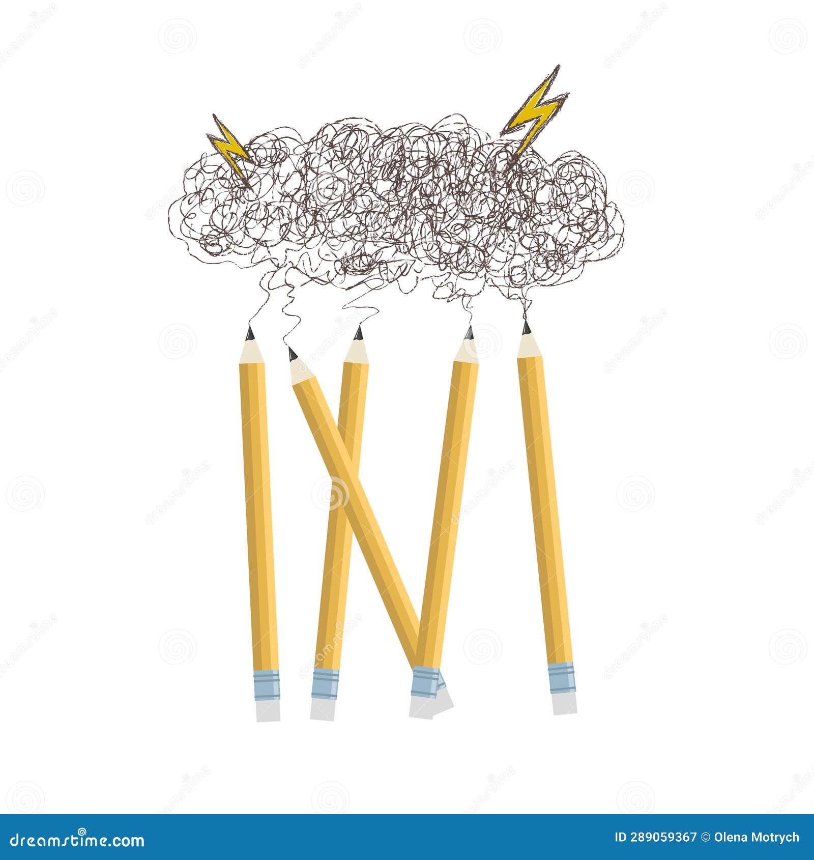 Vector Graphite Pencils Draws Sketsh with Abstract Cloud.Yellow and ...