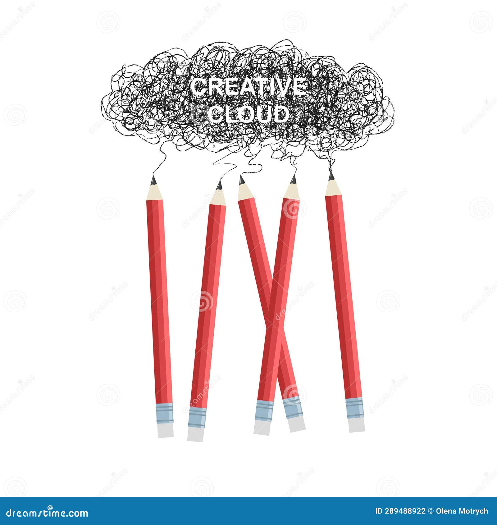 Vector Graphite Pencils Draws Sketsh with Abstract Cloud.Red and Grey ...