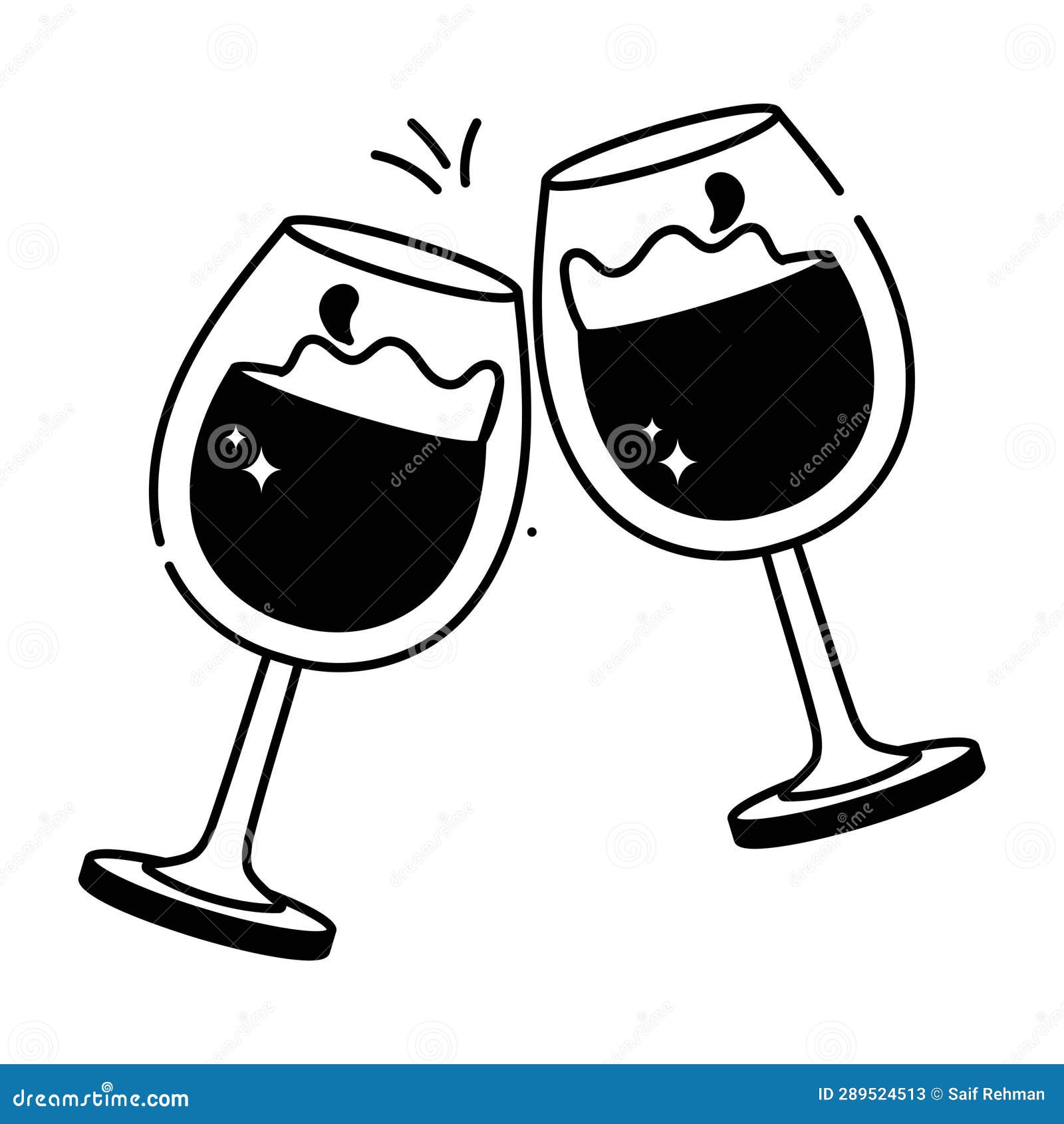 Wine Doodle Vector Solid Icon. EPS 10 File Stock Illustration ...