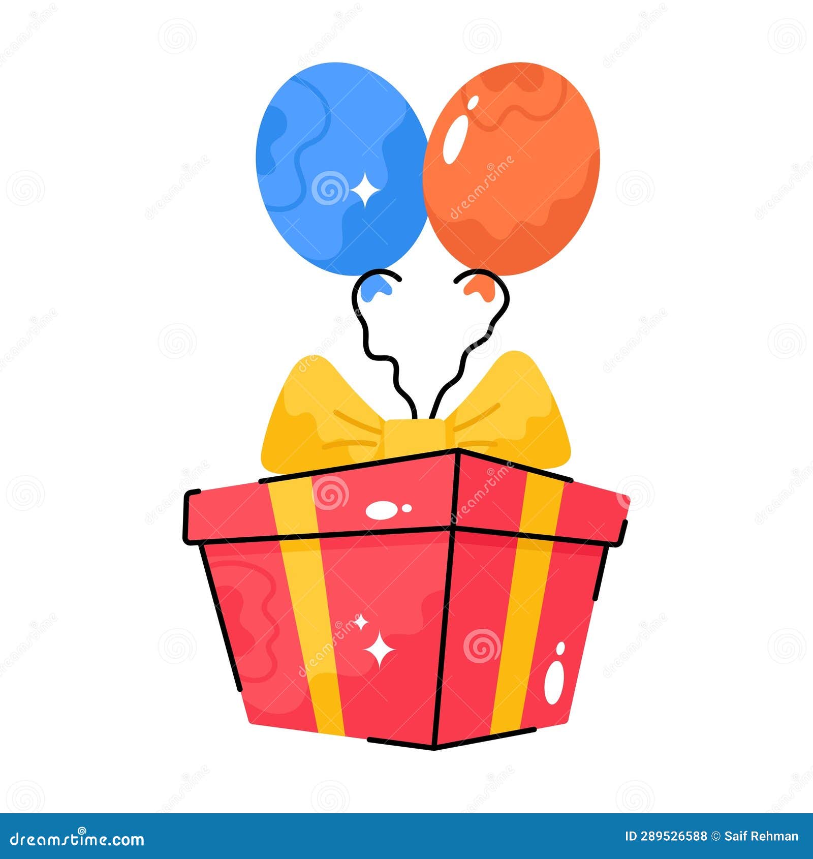 Birthday Present Doodle Vector Colorful Sticker. EPS 10 File Stock ...