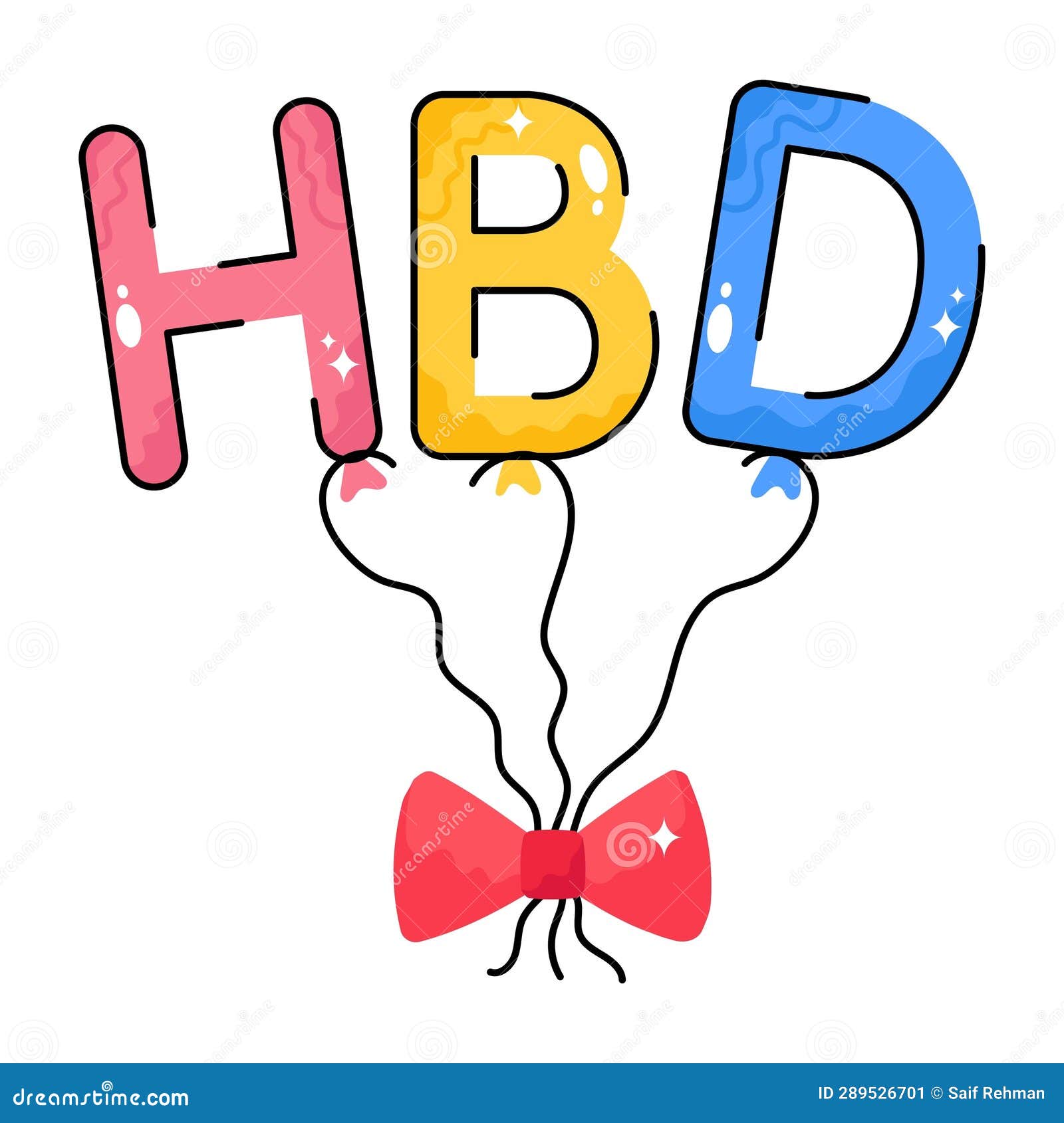 HBD Doodle Vector Colorful Sticker. EPS 10 File Stock Illustration ...