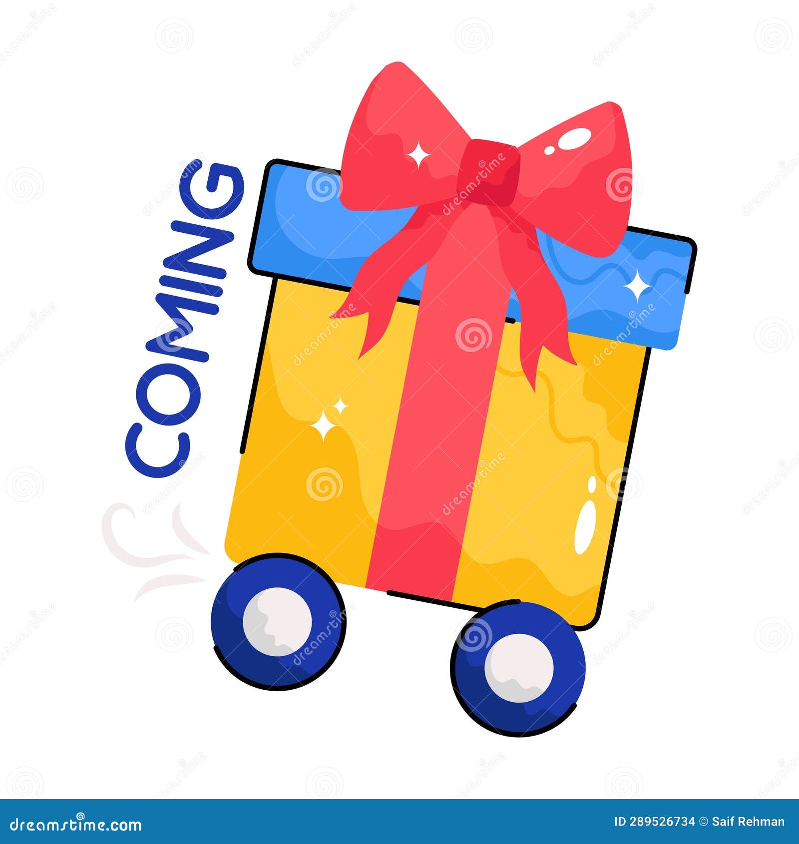 Gift is Coming Doodle Vector Colorful Sticker. EPS 10 File Stock Vector ...