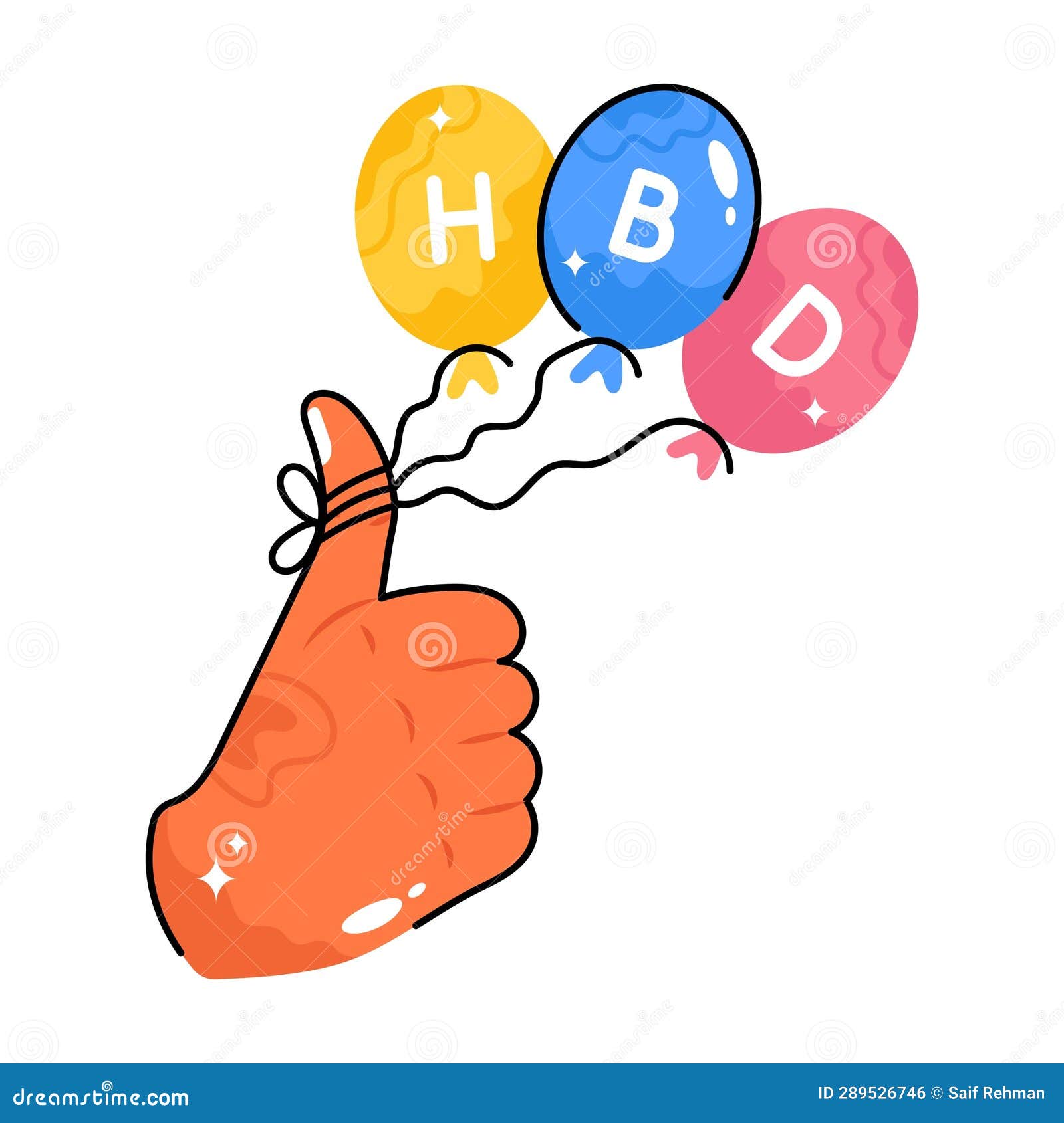 HBD Balloons Doodle Vector Colorful Sticker. EPS 10 File Stock ...