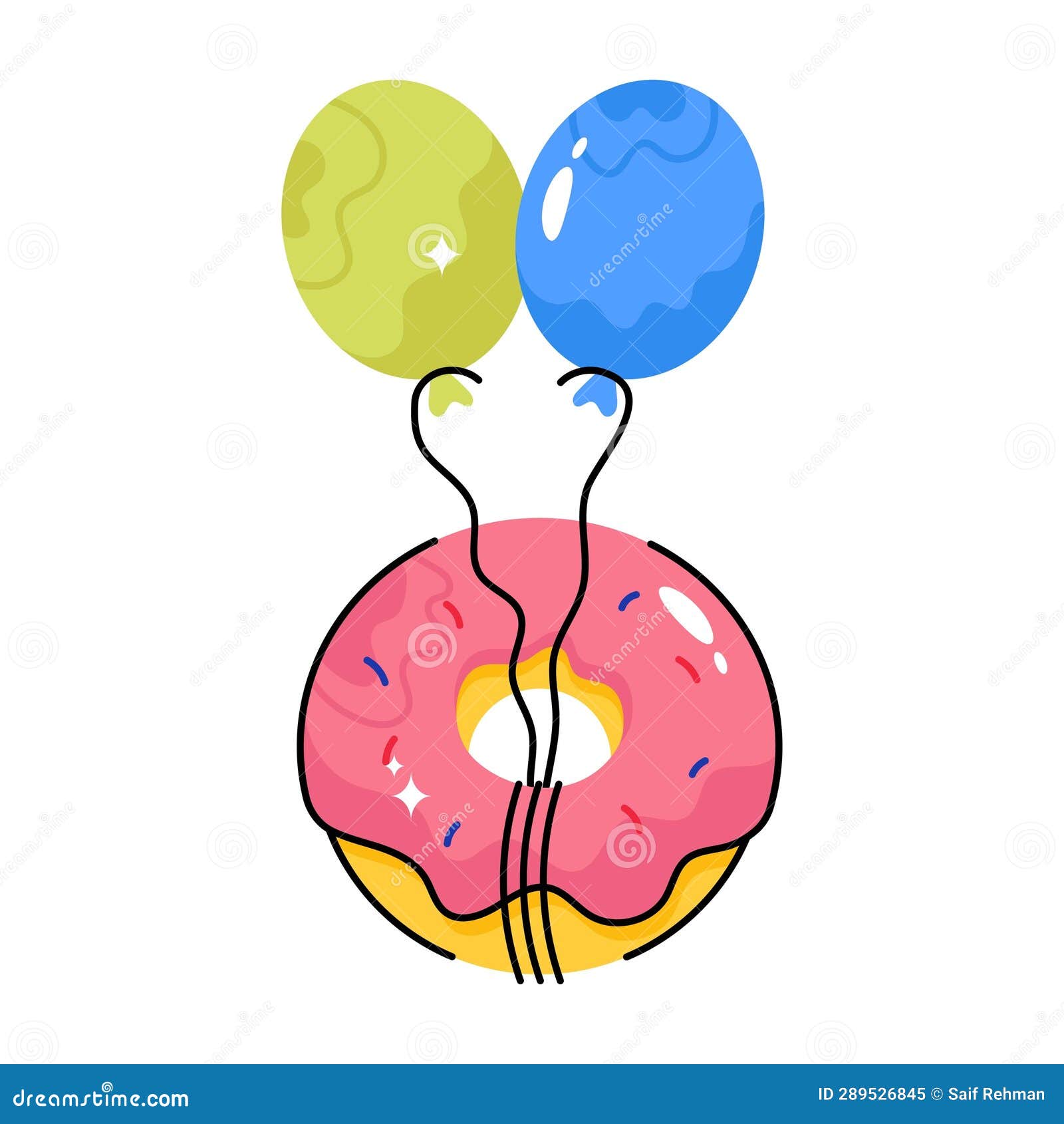 Donut Doodle Vector Colorful Sticker. EPS 10 File Stock Vector ...