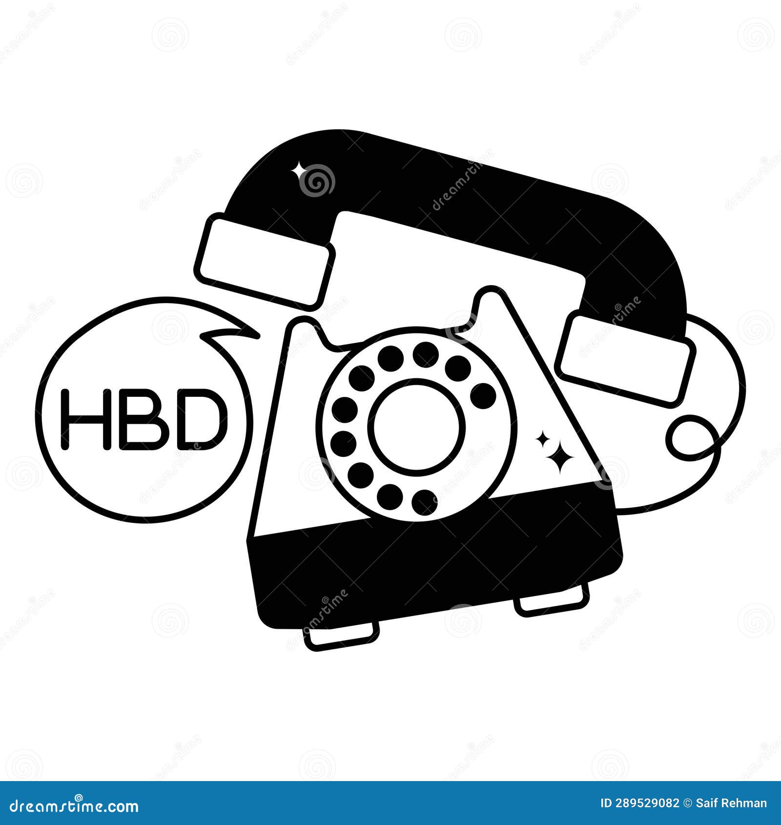 HBD Call Doodle Vector Solid Sticker. EPS 10 File Stock Illustration ...