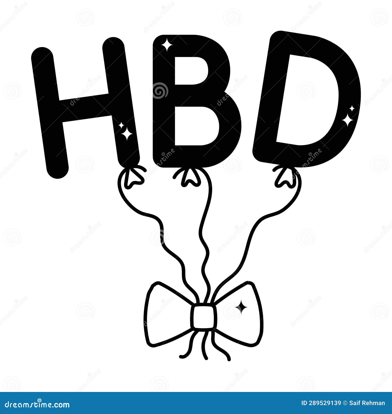 HBD Doodle Vector Solid Sticker. EPS 10 File Stock Illustration ...