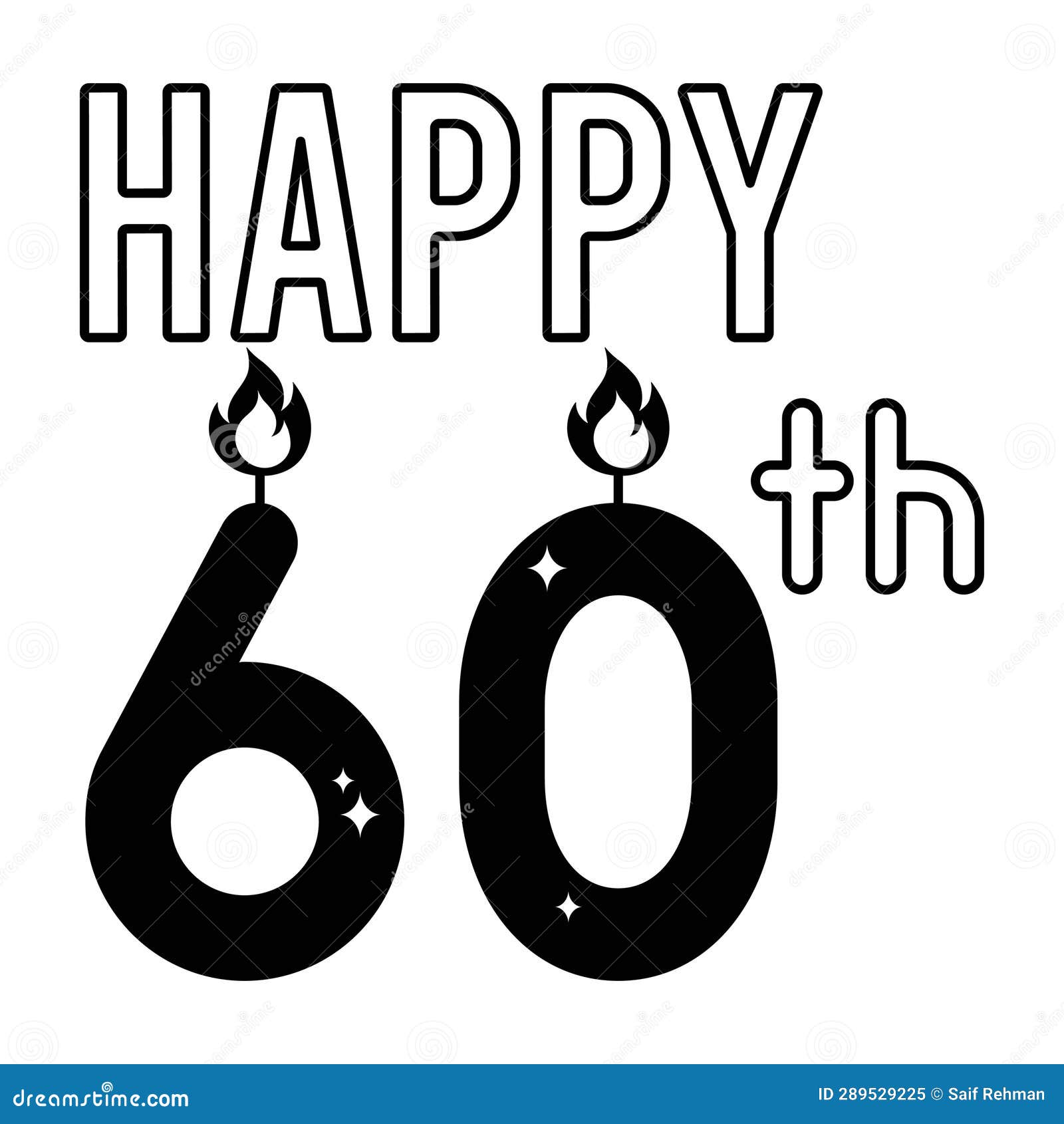 Happy Birthday 60th Doodle Vector Solid Sticker. EPS 10 File Stock ...