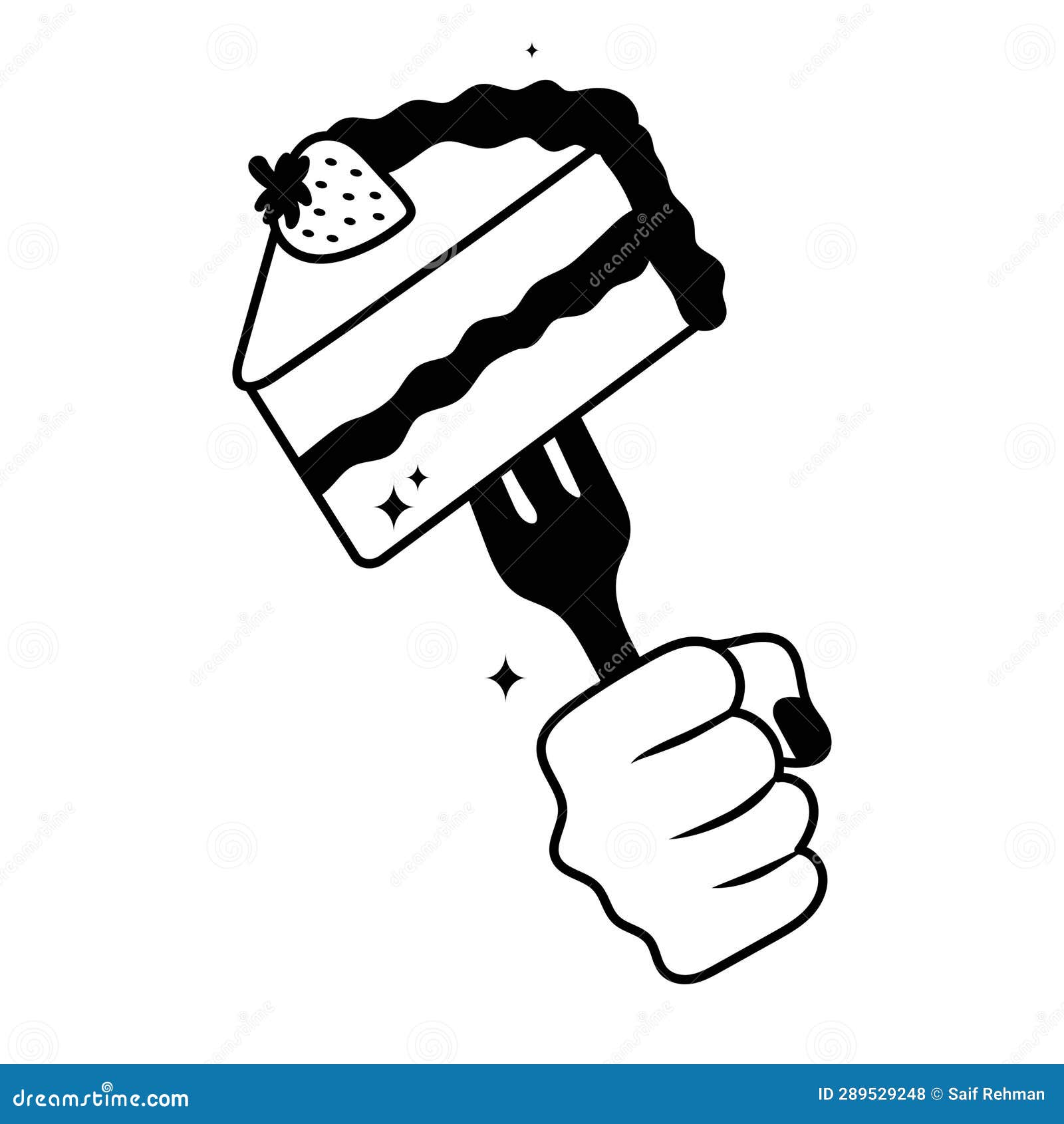 Piece of Cake Doodle Vector Solid Sticker. EPS 10 File Stock Vector ...