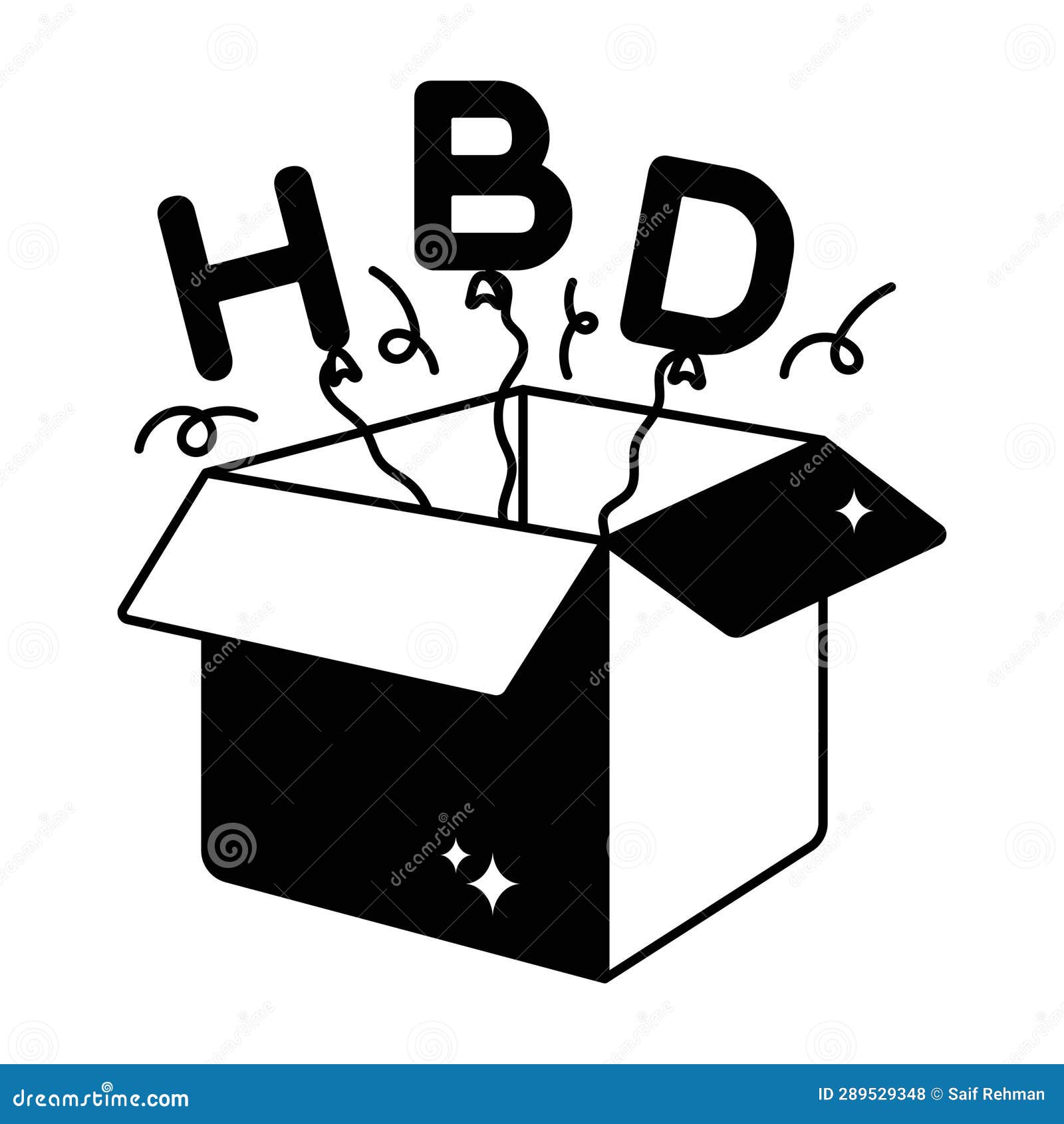 HBD Gift Doodle Vector Solid Sticker. EPS 10 File Stock Vector ...
