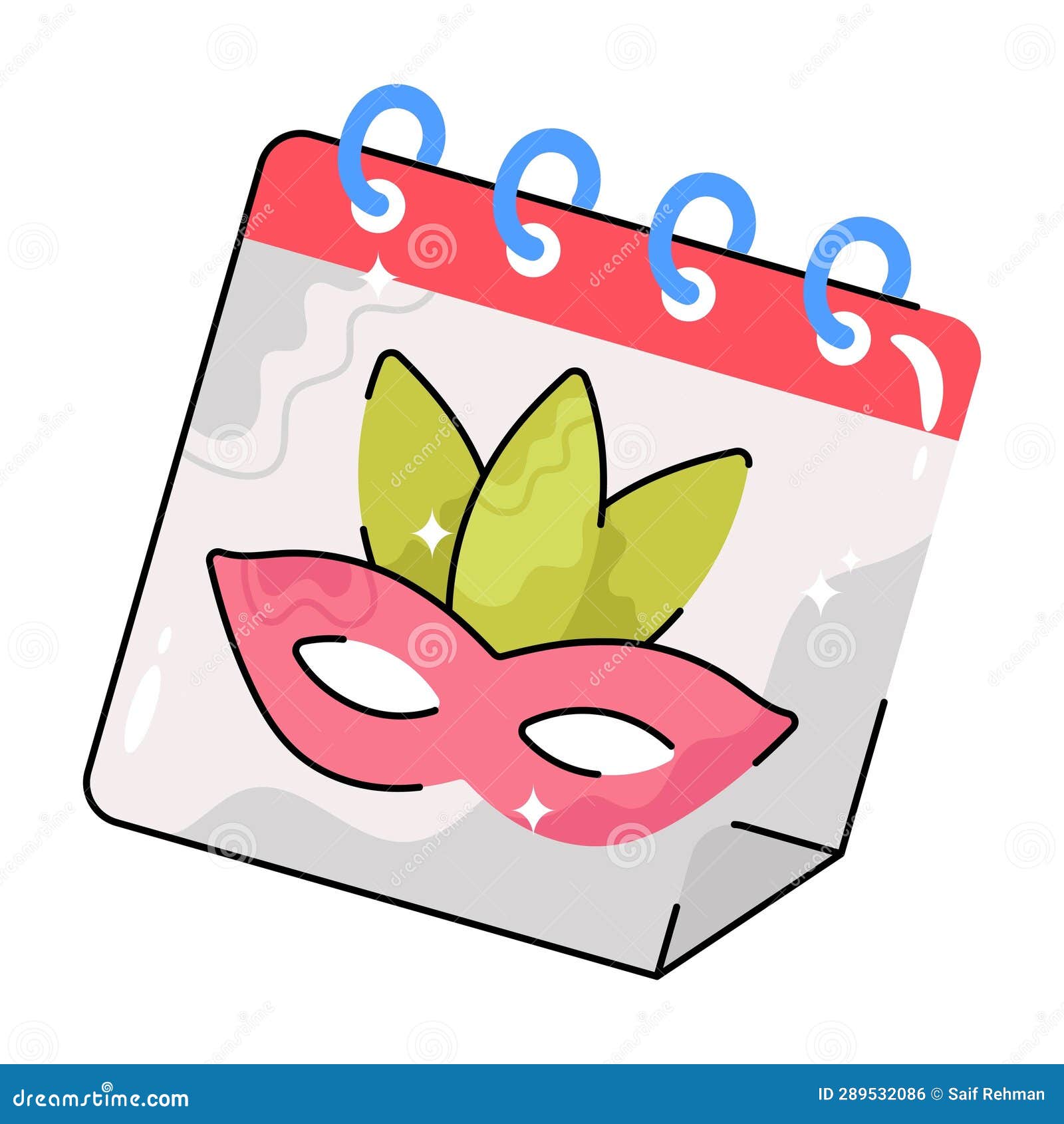 Carnival Calendar Doodle Vector Colorful Sticker. EPS 10 File Stock ...