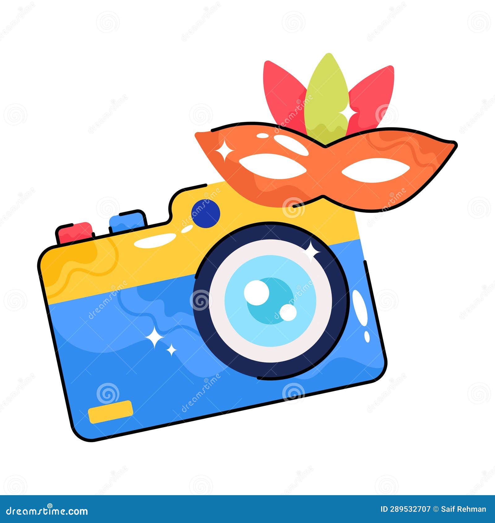 Camera Doodle Vector Colorful Sticker. EPS 10 File Stock Vector ...