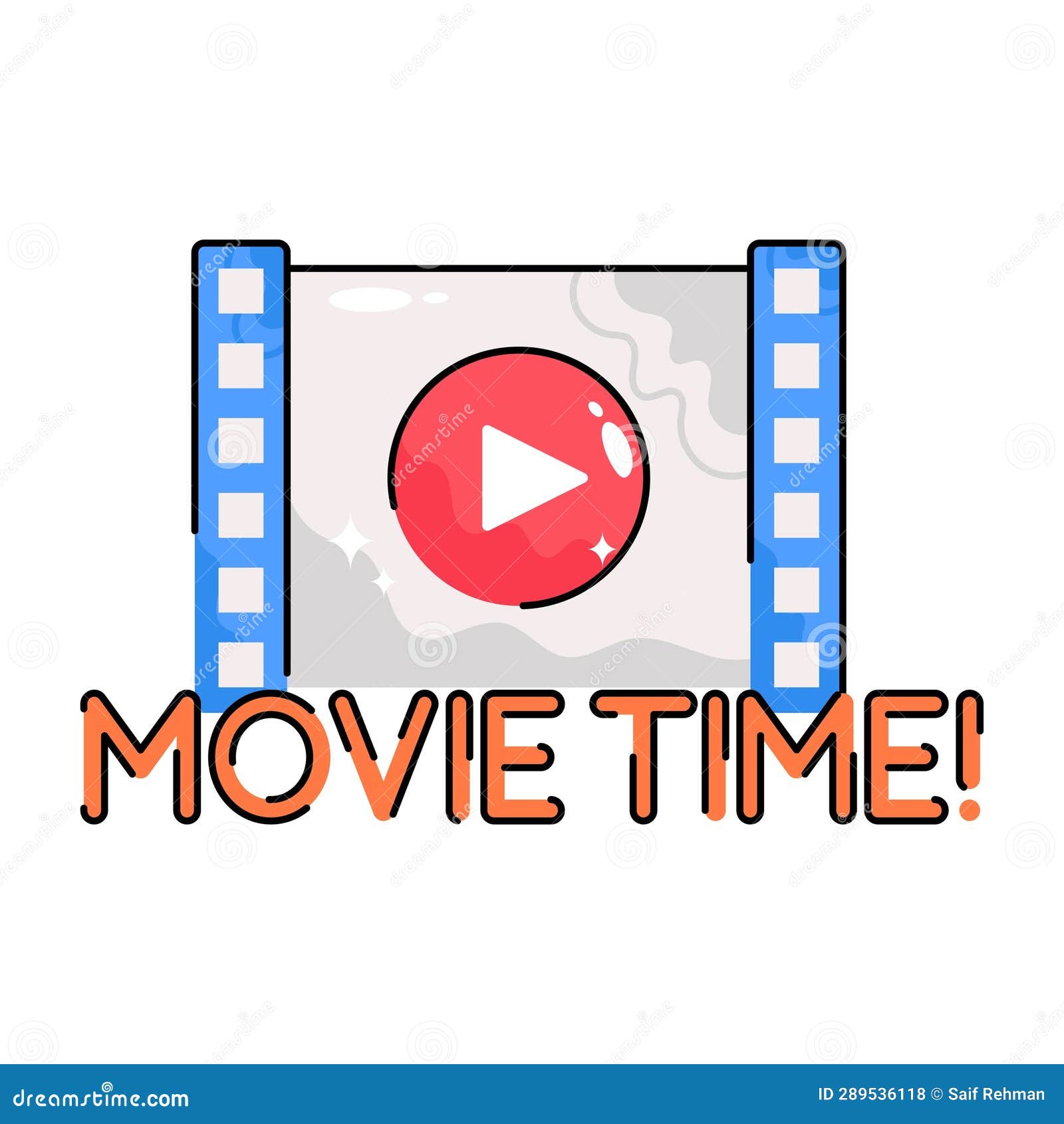 Movie Time Doodle Vector Colorful Sticker. EPS 10 File Stock Vector ...