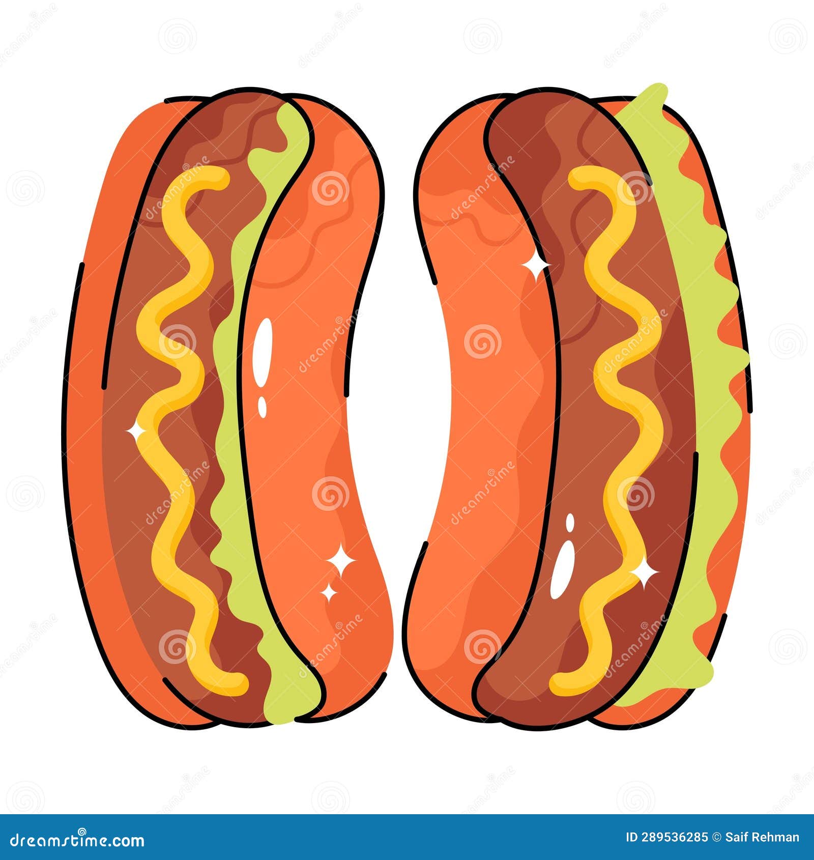 Hot Dog Doodle Vector Colorful Sticker. EPS 10 File Stock Illustration ...