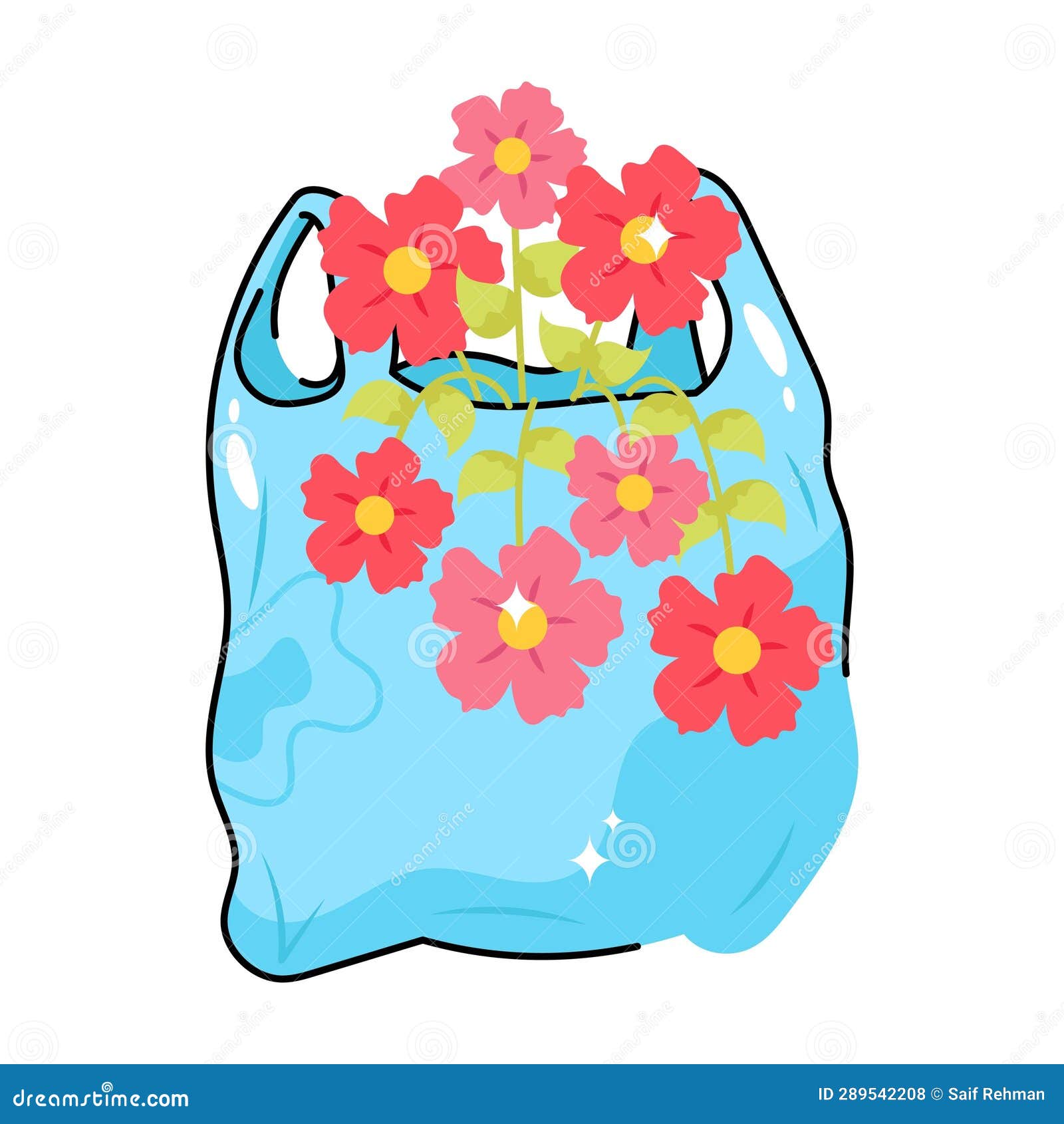 Flowers Bag Doodle Vector Colorful Sticker. EPS 10 File Stock ...