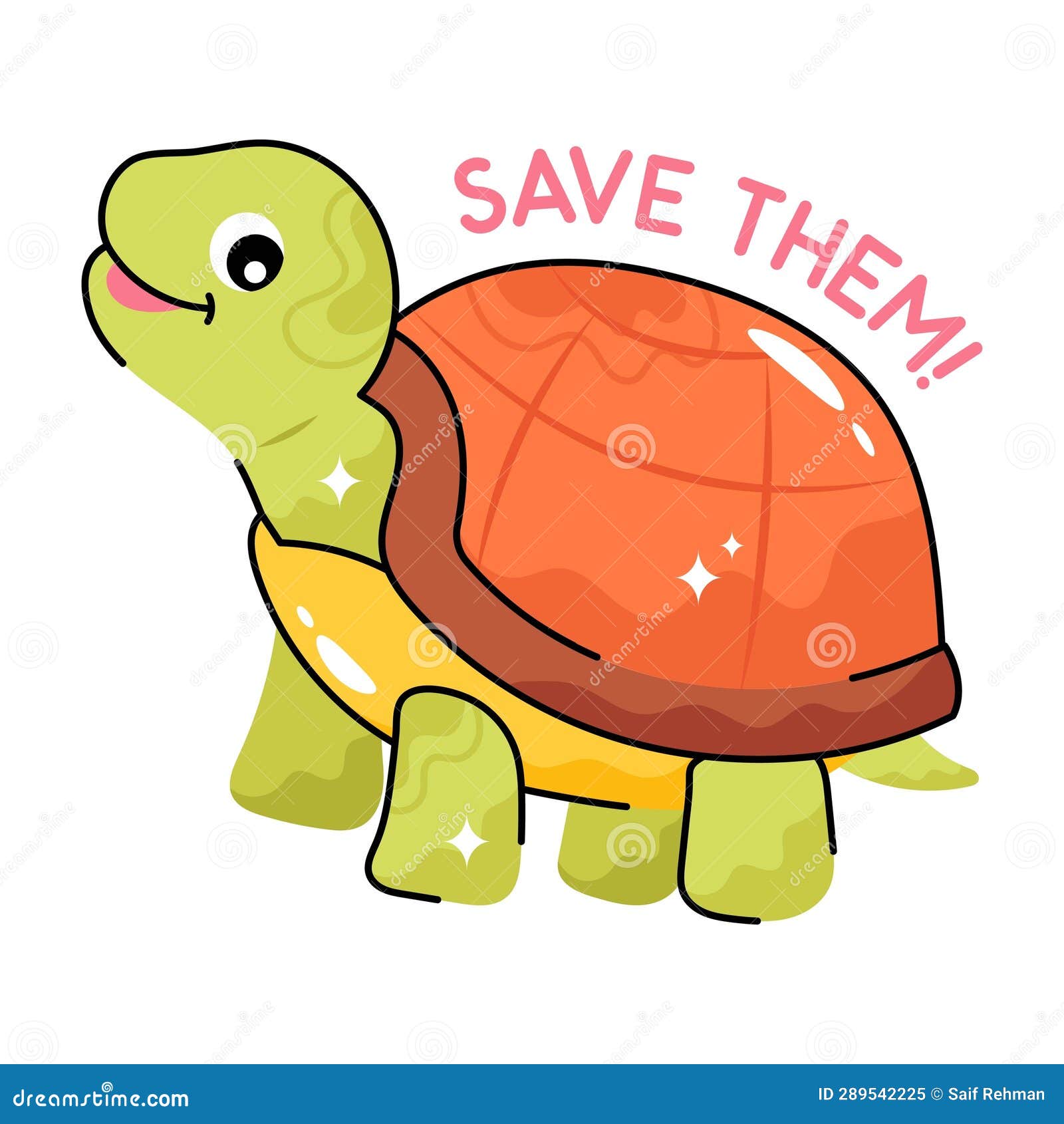 Turtle Doodle Vector Colorful Sticker. EPS 10 File Stock Illustration ...